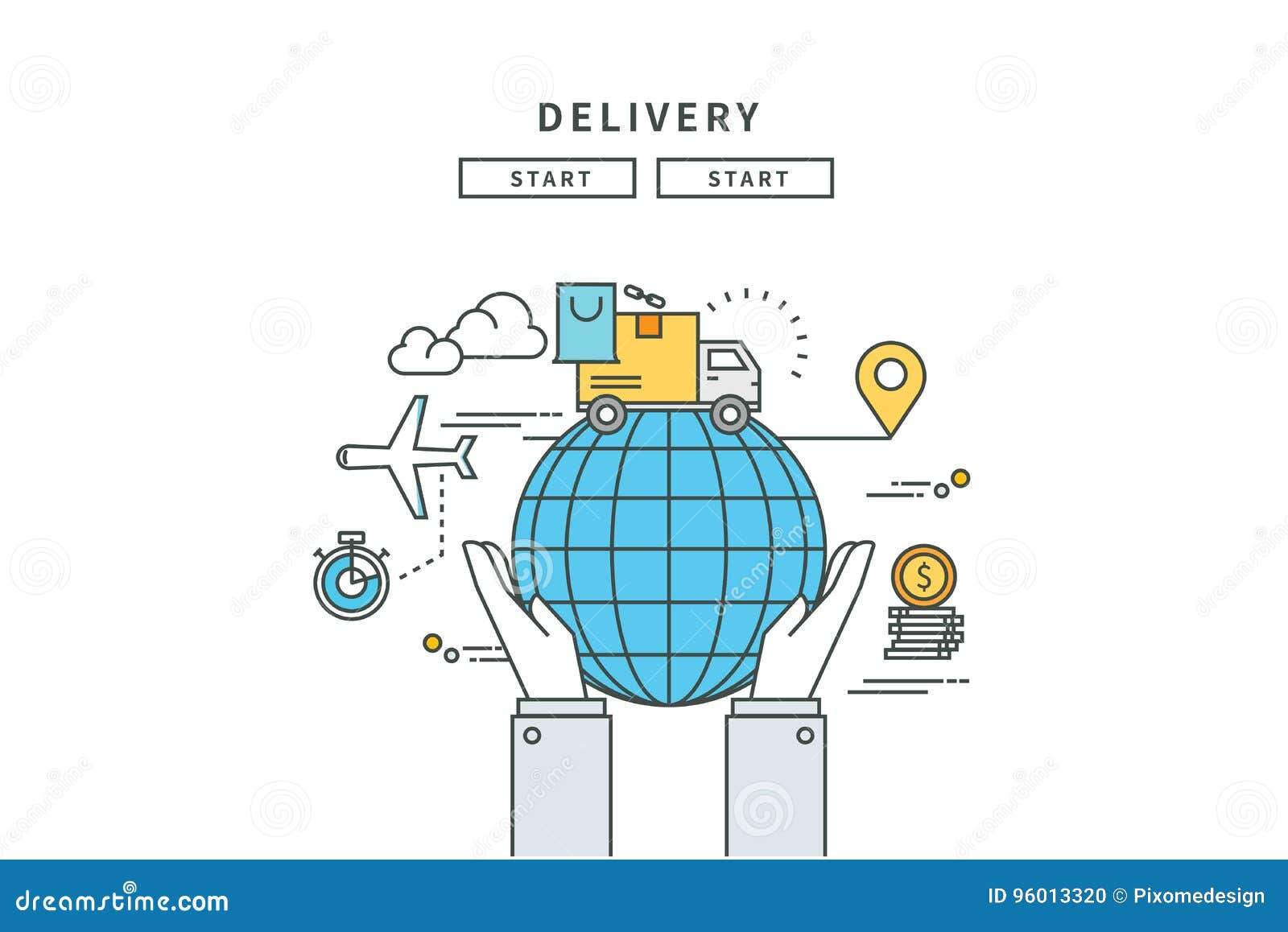 Simple Line Flat Design of Delivery , Modern Illustration Stock ...