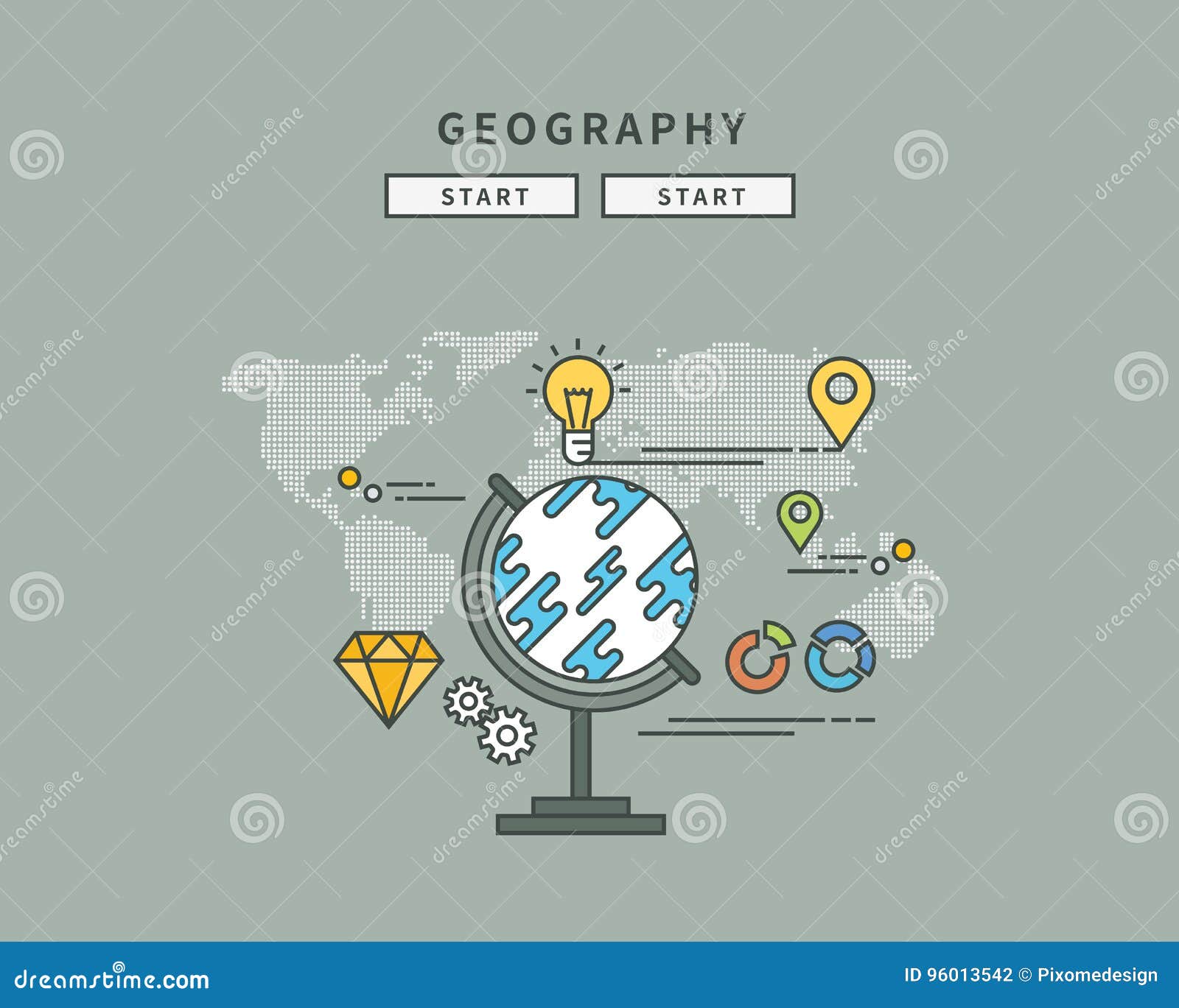 Simple Line Flat Design of Geography, Modern Illustration Stock ...