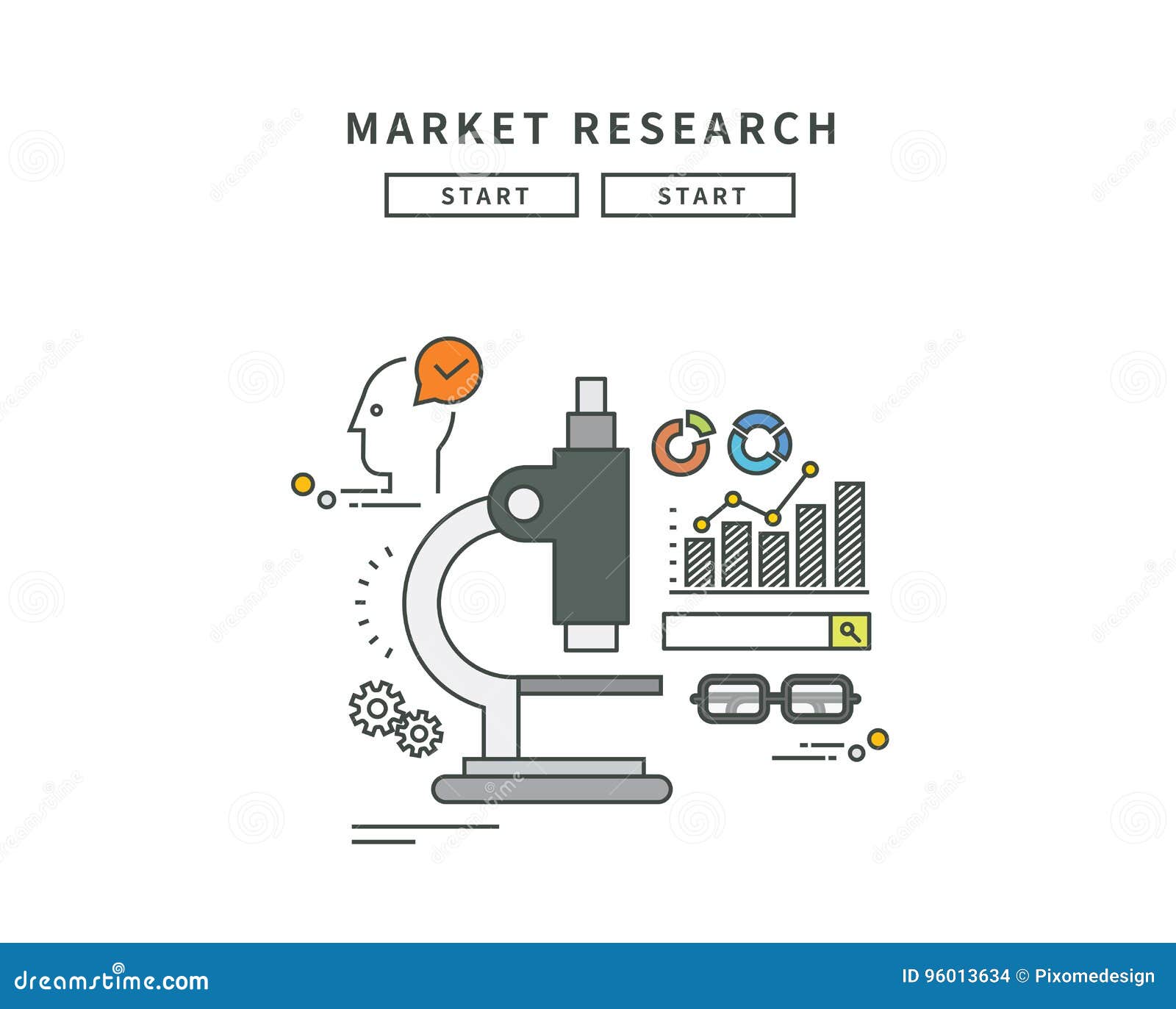 Simple Line Flat Design of Market Research, Modern Illustration Stock ...