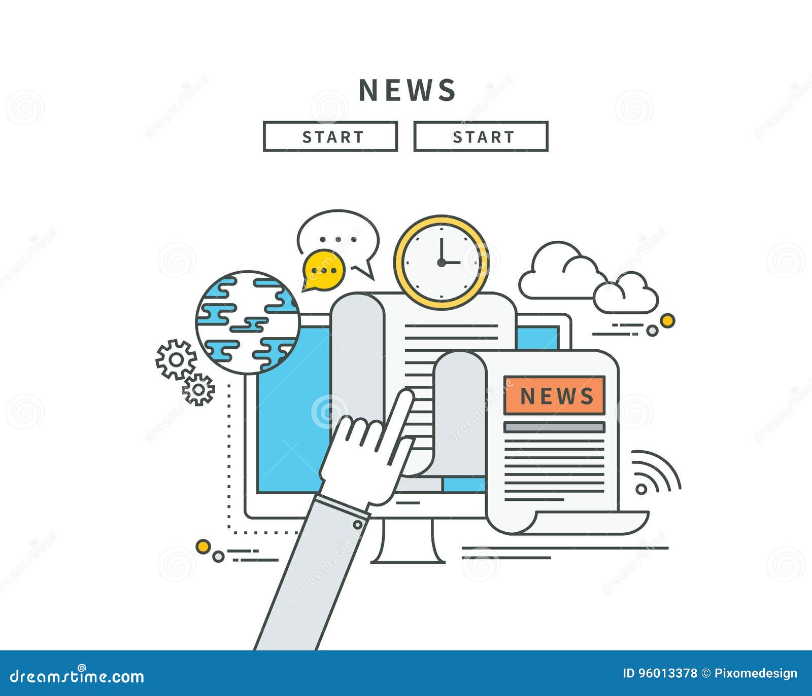 Simple Line Flat Design of News, Modern Illustration Stock Illustration ...