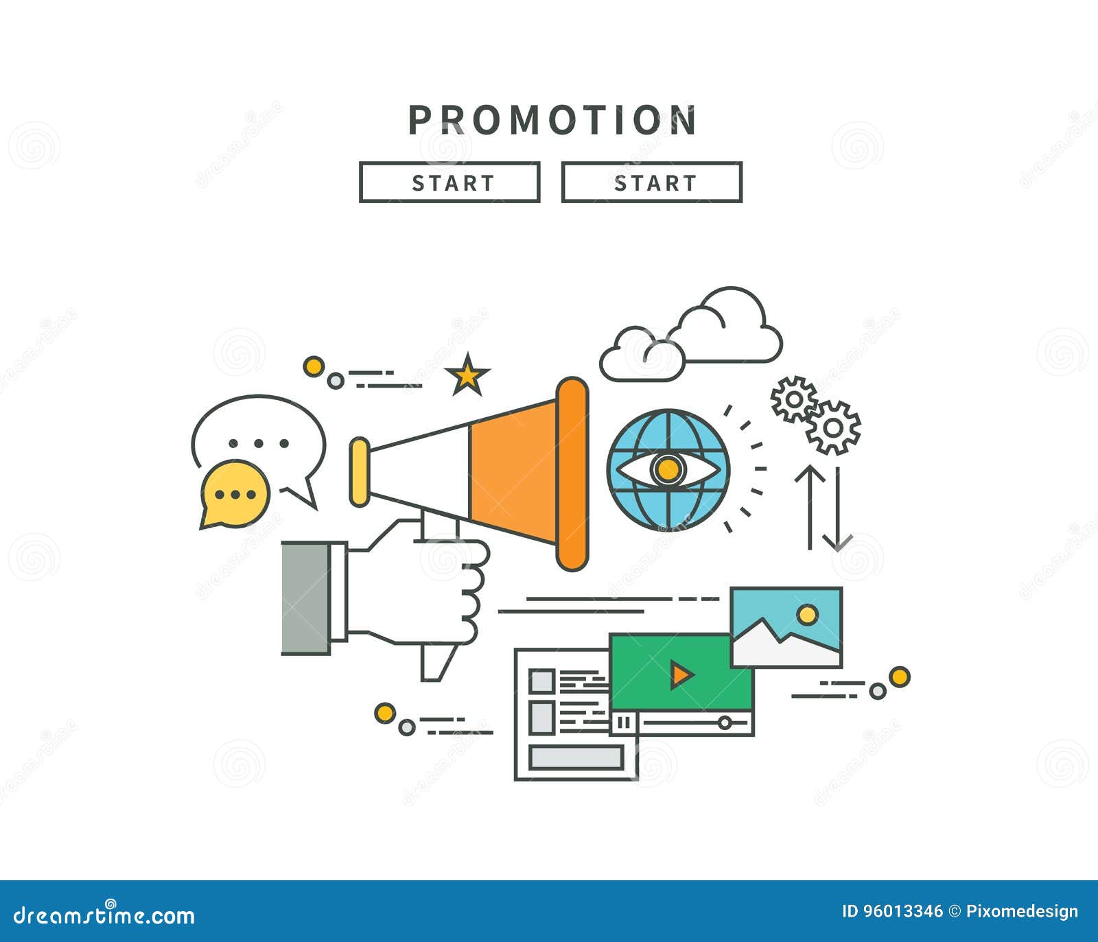 Simple Line Flat Design of Promotion, Modern Illustration Stock ...