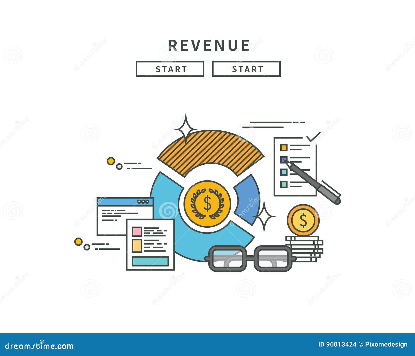 Simple Line Flat Design of Revenue, Modern Illustration Stock ...