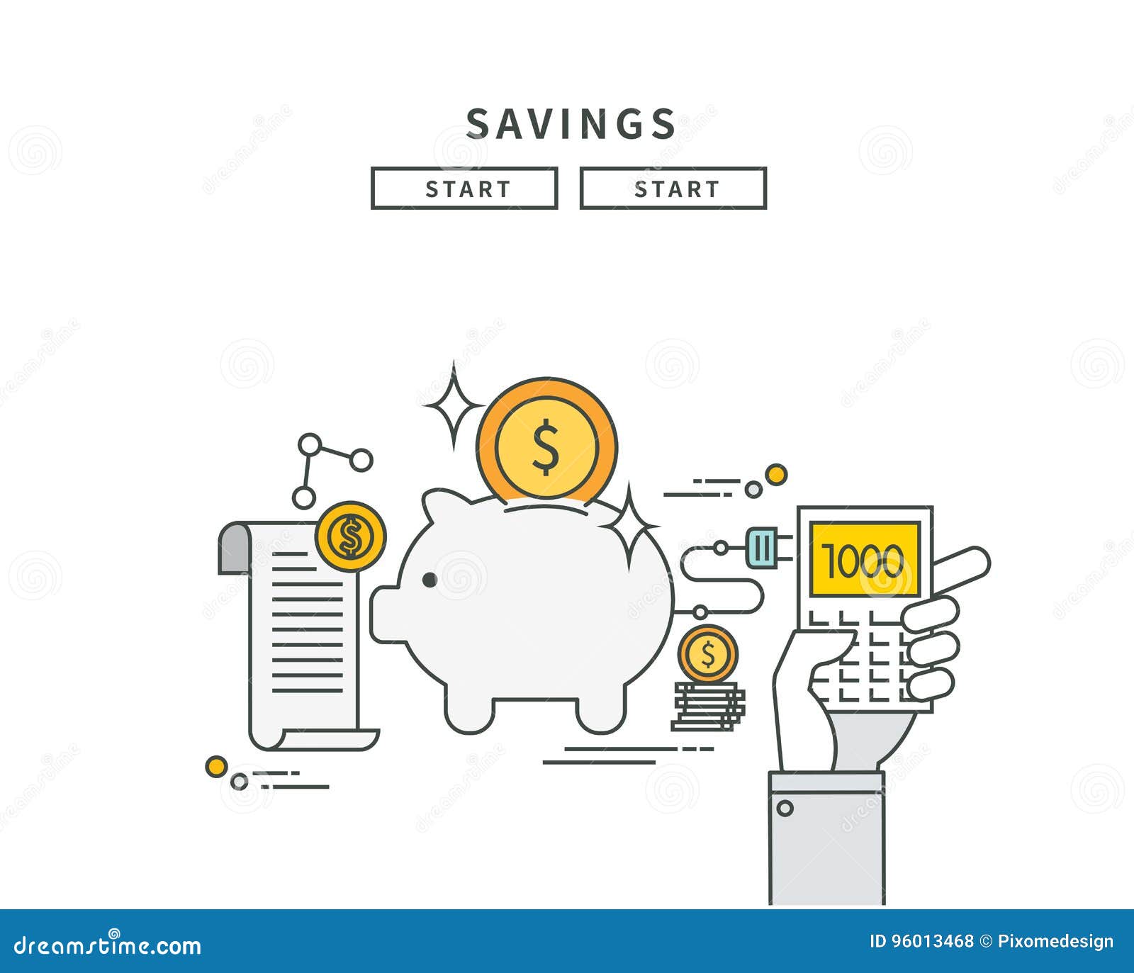 Simple Line Flat Design of Savings, Modern Illustration Stock ...