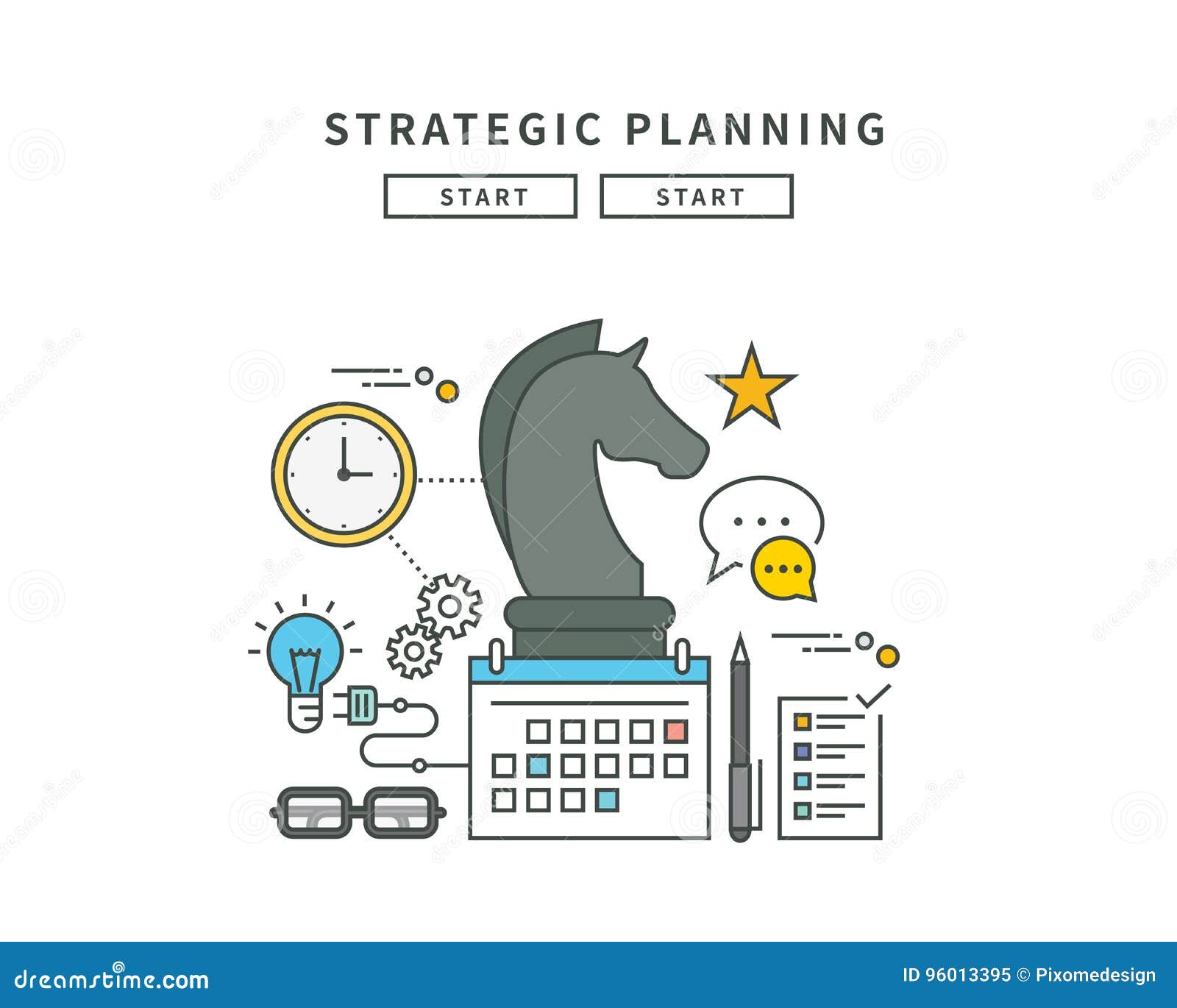 Simple Line Flat Design of Strategic Planning, Modern Illustration Stock Illustration ...