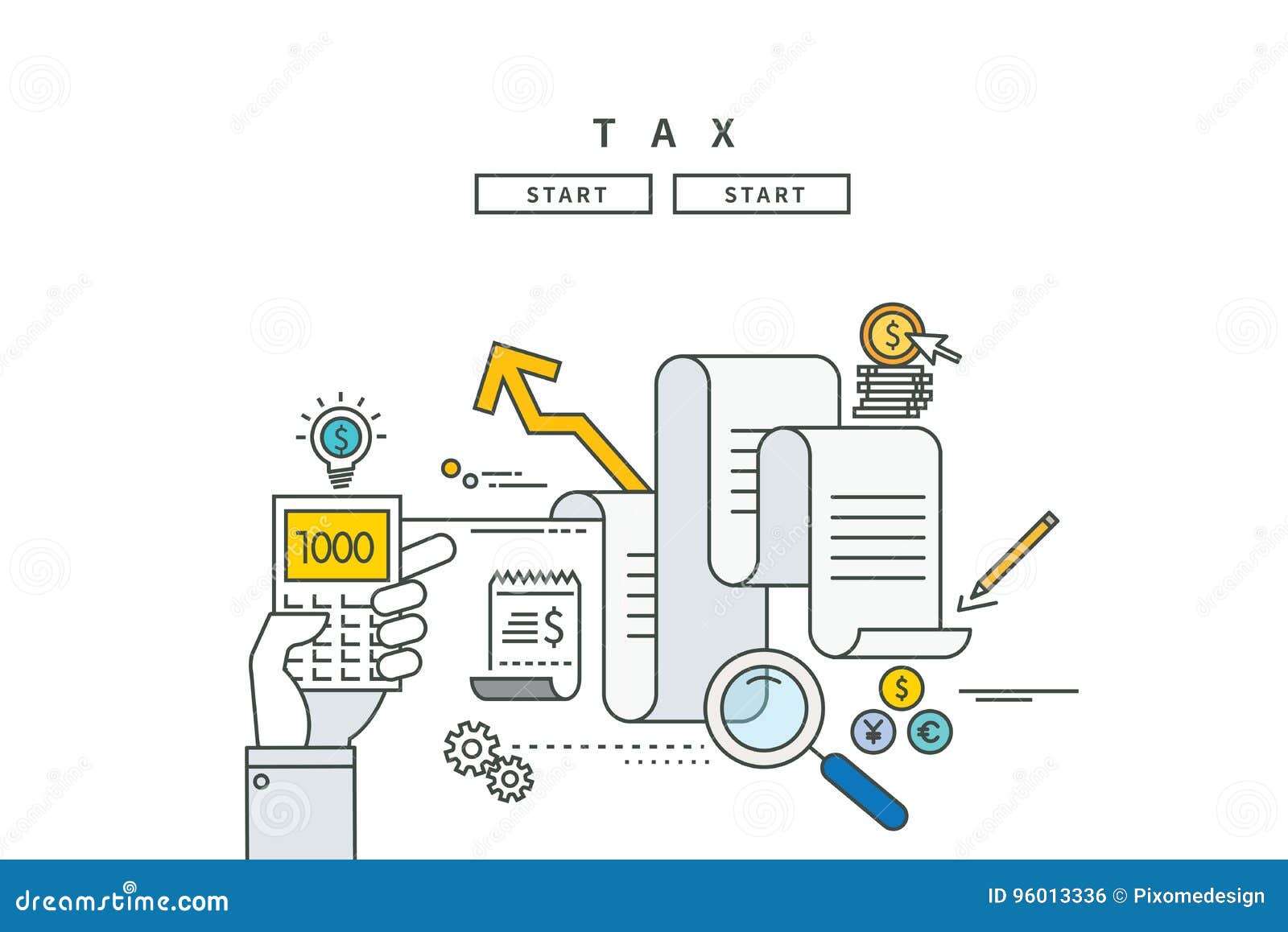 Simple Line Flat Design of Tax, Modern Illustration Stock Illustration ...
