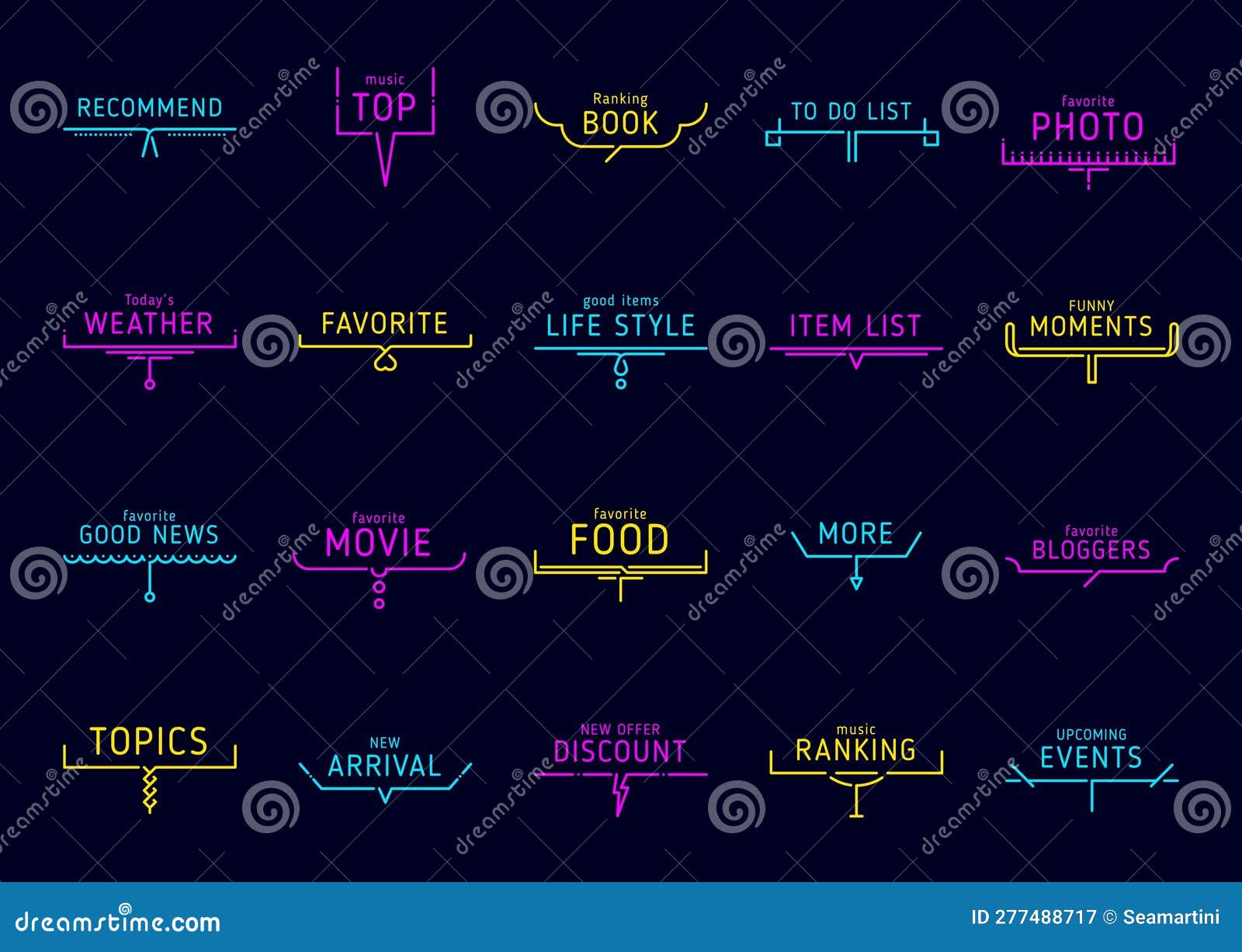 Simple Line Frame, Border Text Decoration Elements Stock Vector ...