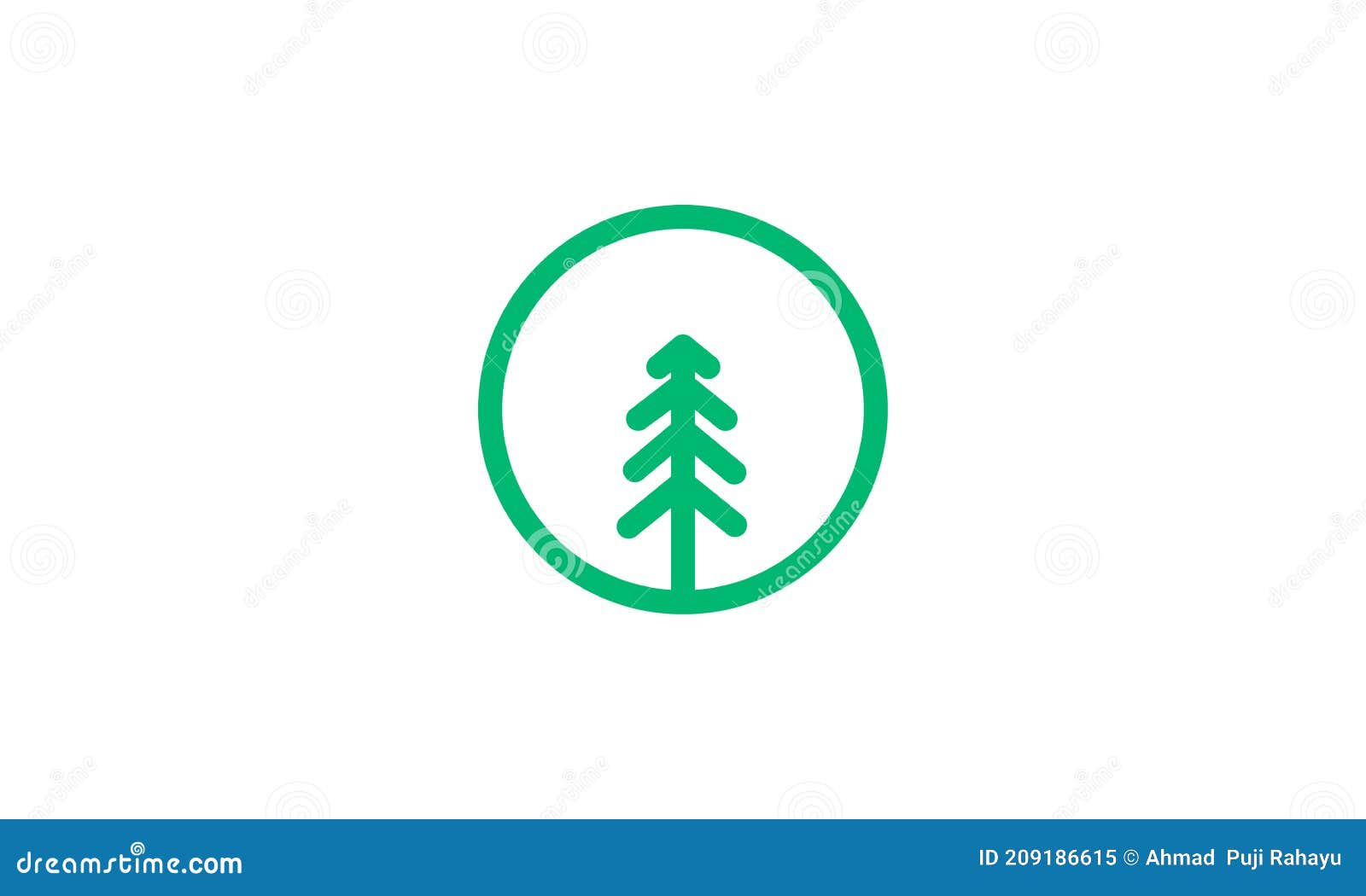 Simple Line Green Pine Tree with Circle Logo Symbol Icon Vector Graphic ...