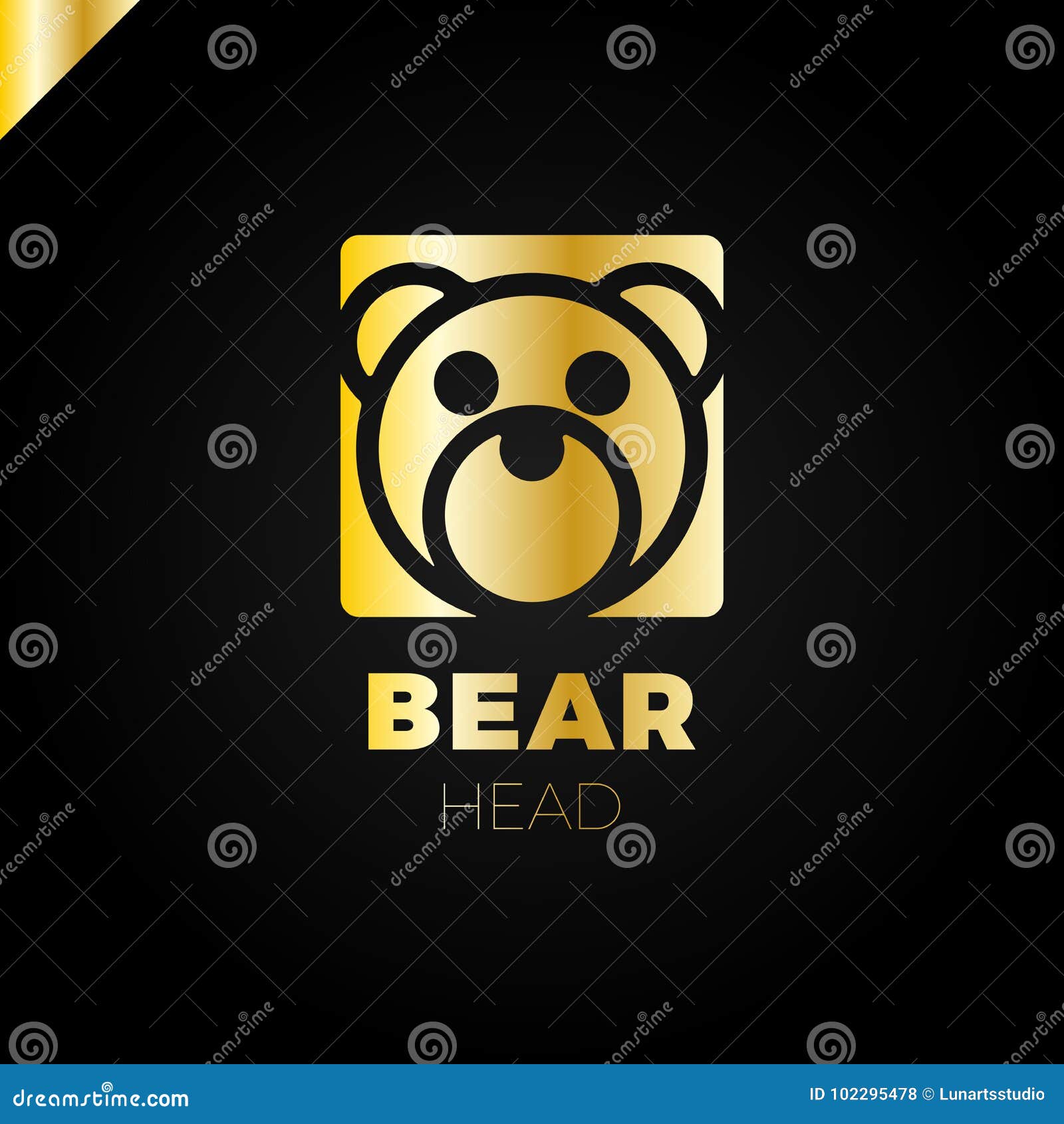 Simple Line Head Bear in Square with Rounded Corners Logo Vector Design ...