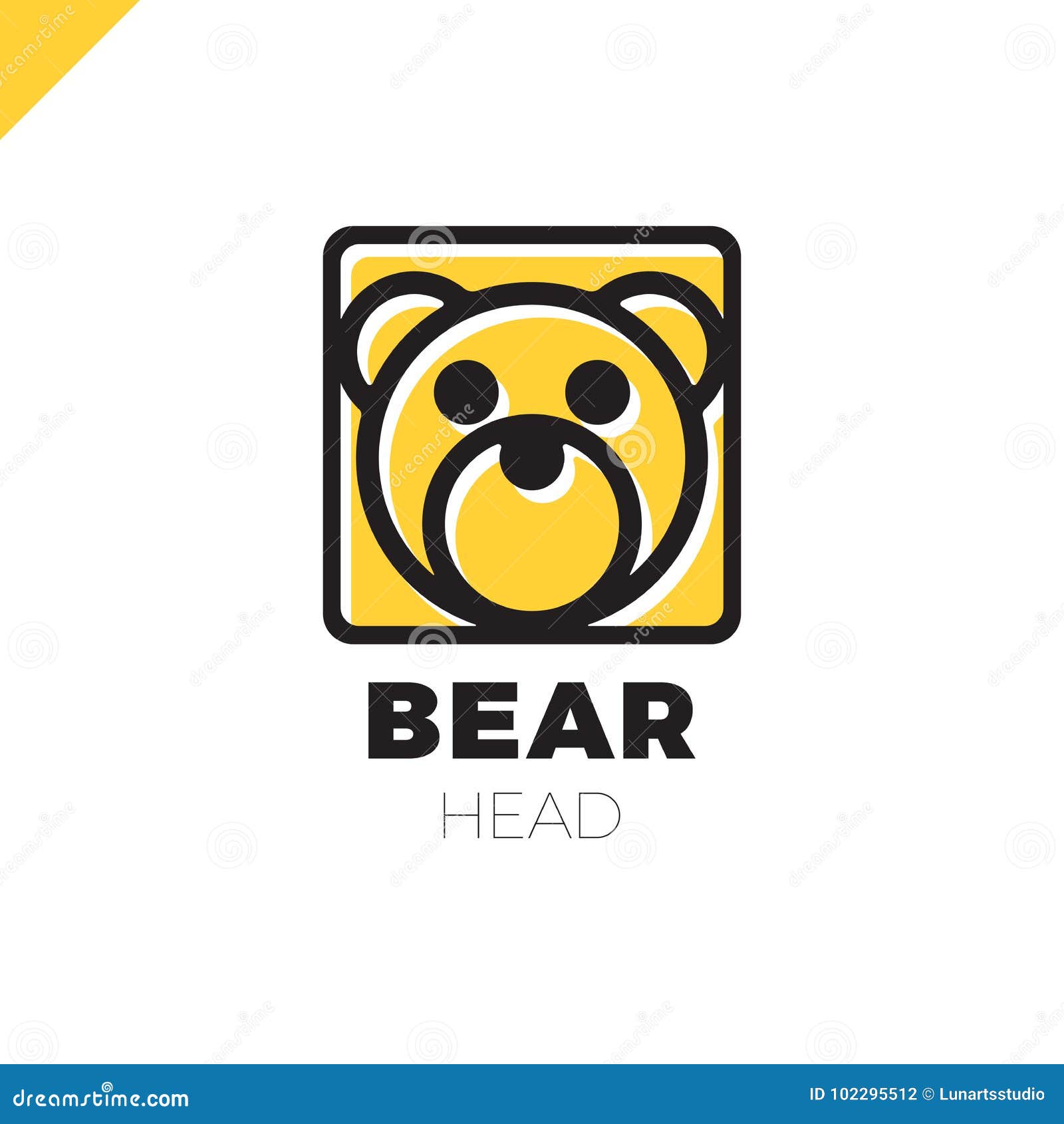 Simple Line Head Bear in Square with Rounded Corners Logo Vector Design ...