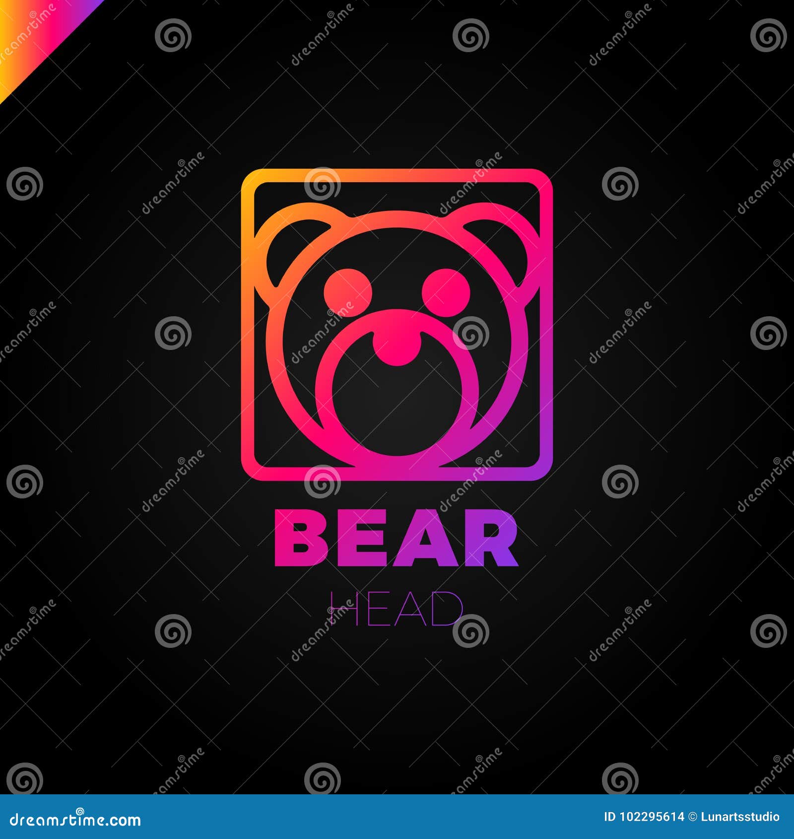 Simple Line Head Bear in Square with Rounded Corners Logo Vector Design ...