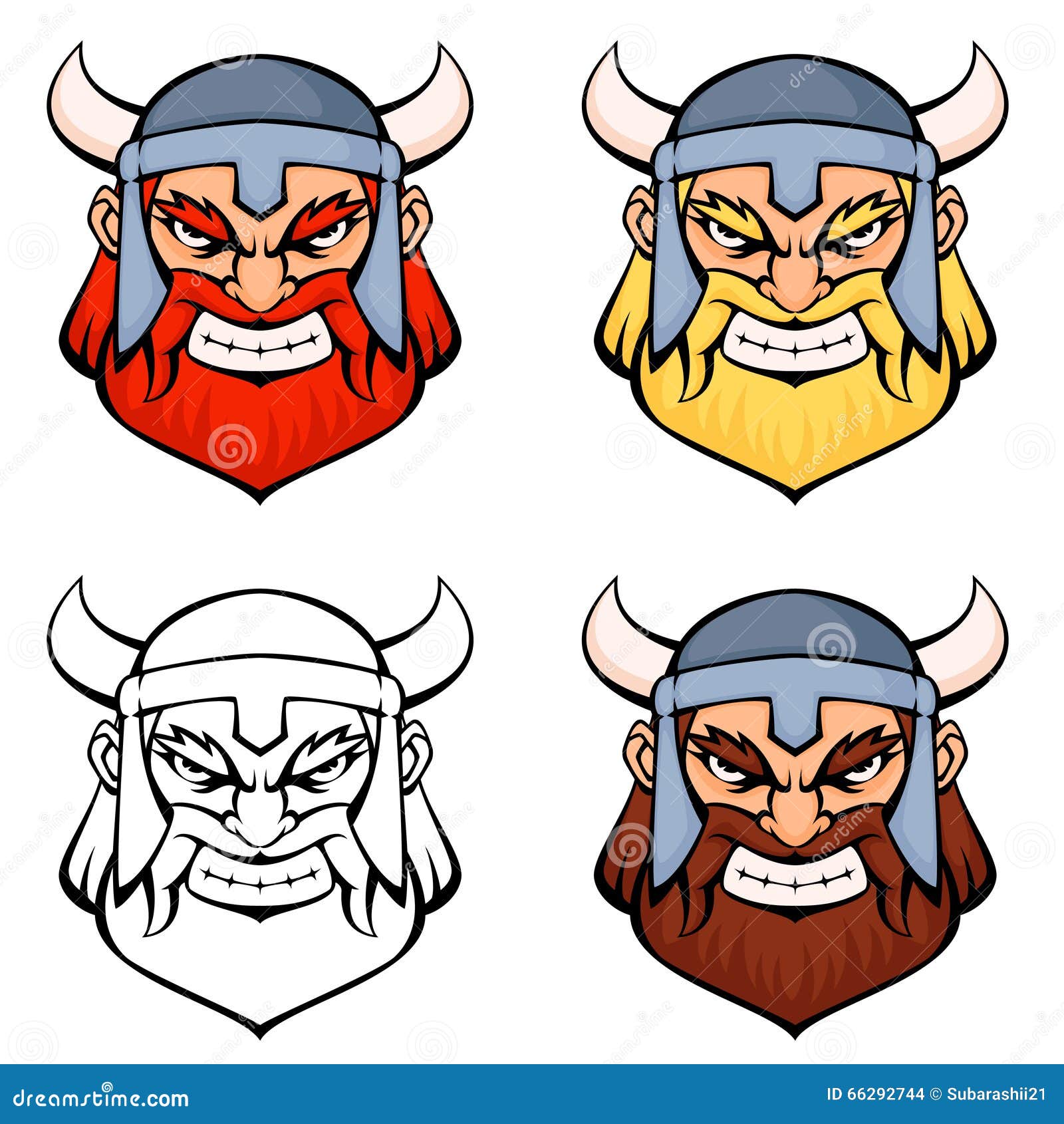 Simple Line Illustrations of an Angry Viking Warrior Stock Vector ...