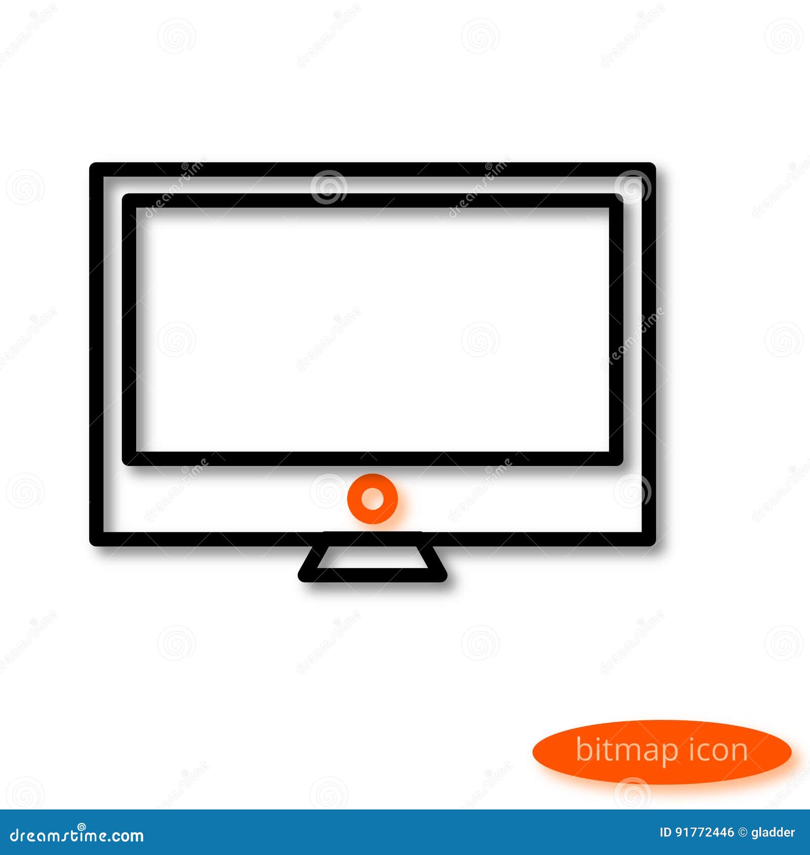 Simple Line Image of the Monitor with an Orange Power Button, a Linear ...