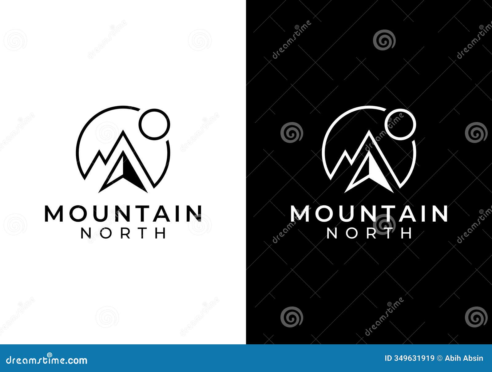 Simple Line Mountain Circle with North Logo Design Stock Illustration ...