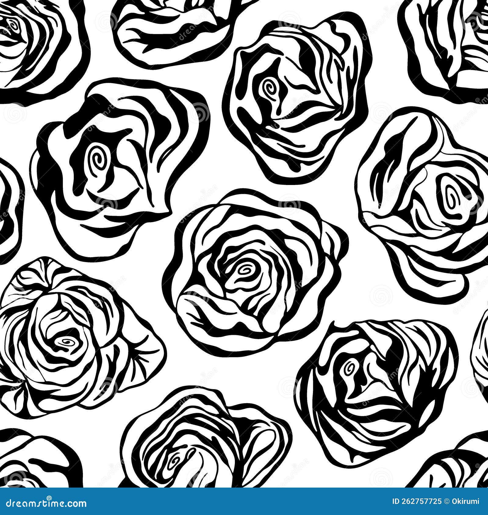 Pattern Abstract Black and White Roses on White Stock Illustration ...