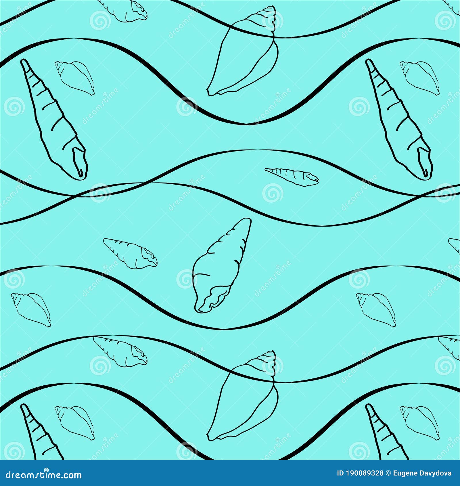 Simple Line Vector Art of Marine Seashell Pattern Stock Vector ...