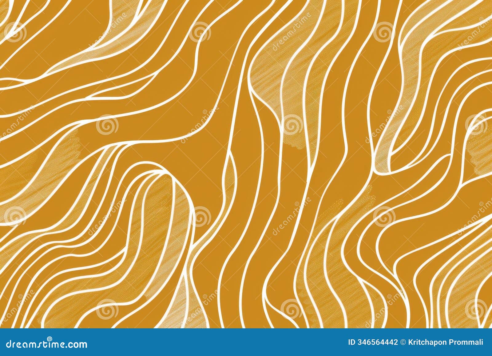 Simple Line Vector Pattern, White Lines on Mustard Background, Wavy ...