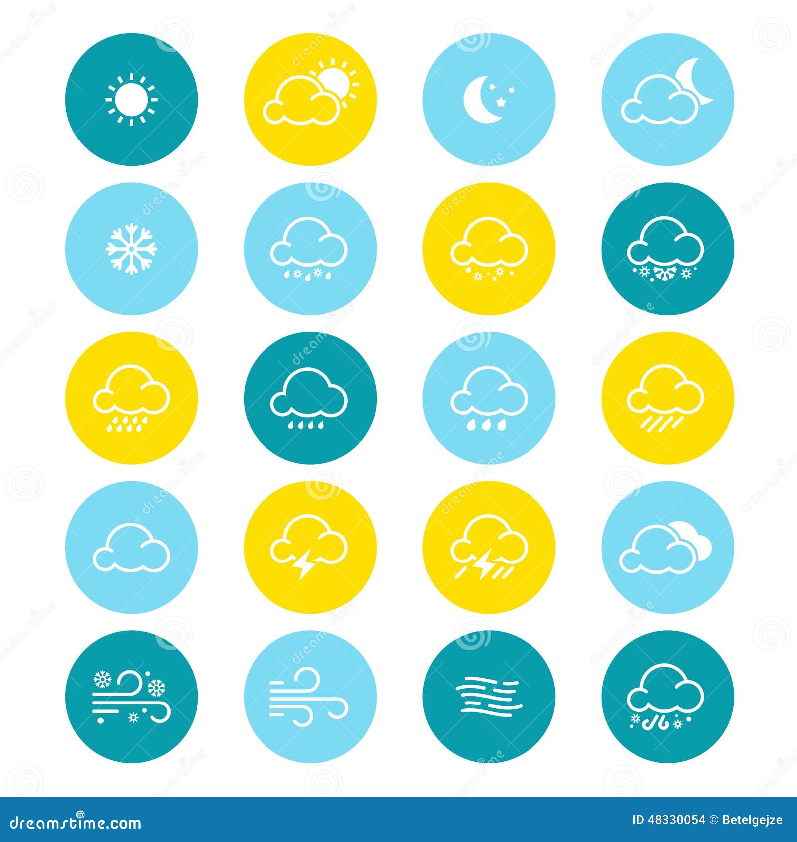 Simple Line Weather Icon Set. Vector Illustration. Meteorology Symbol ...