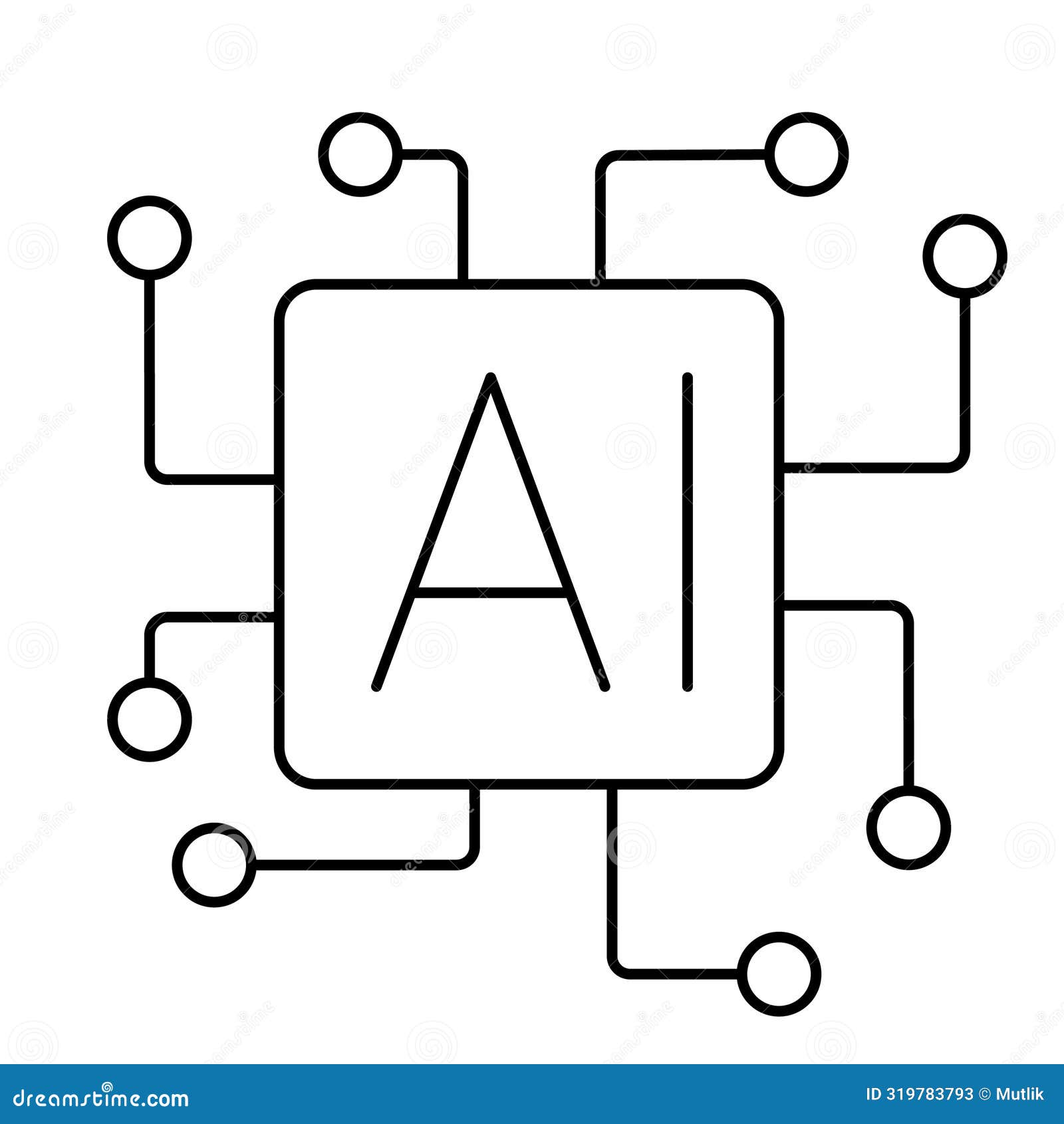 Simple Linear Artificial Intelligence Icon Stock Illustration ...
