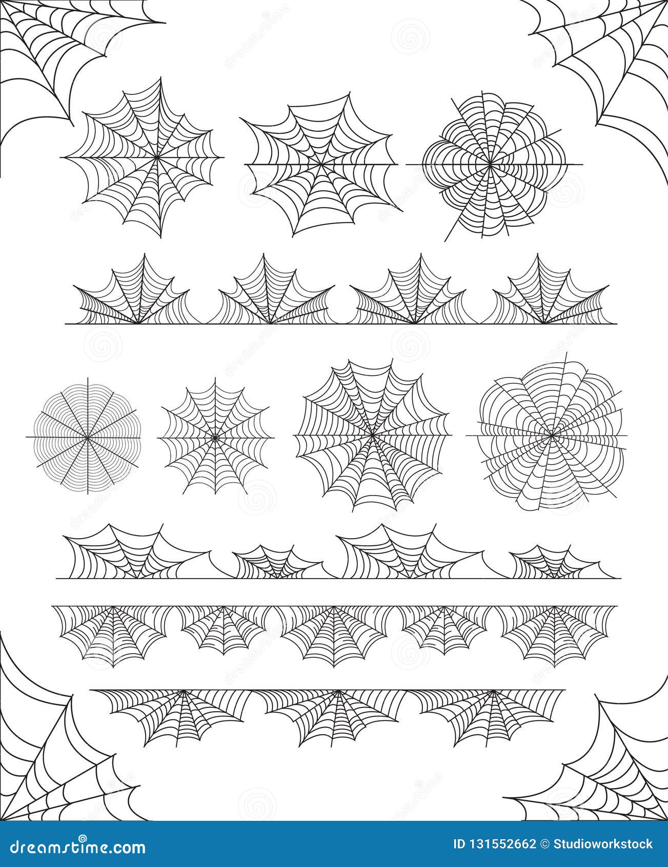 Set of Cobweb Design on White Background Stock Vector - Illustration of ...