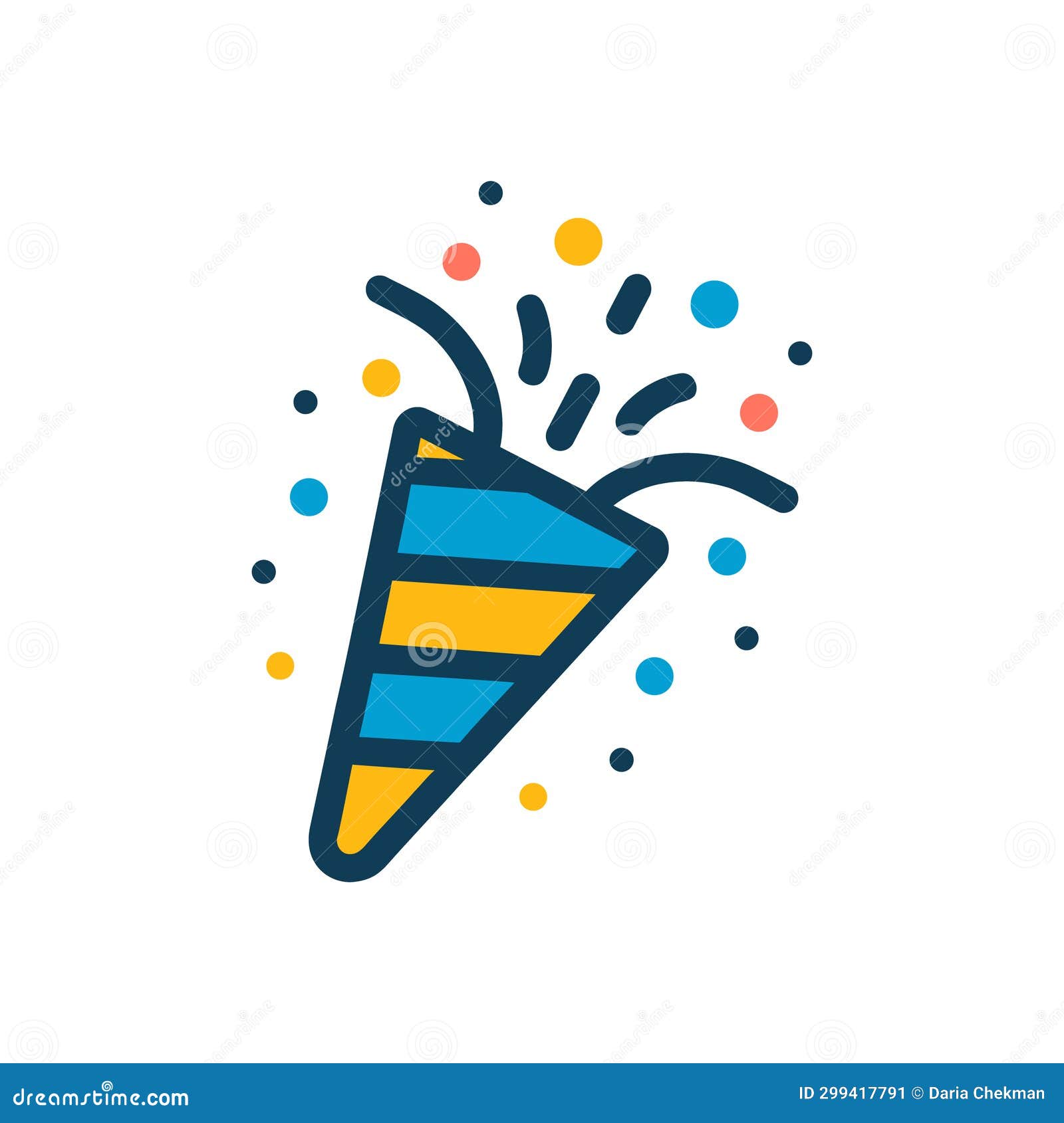 Simple Linear Confetti Popper Line Icon Isolated Stock Illustration ...