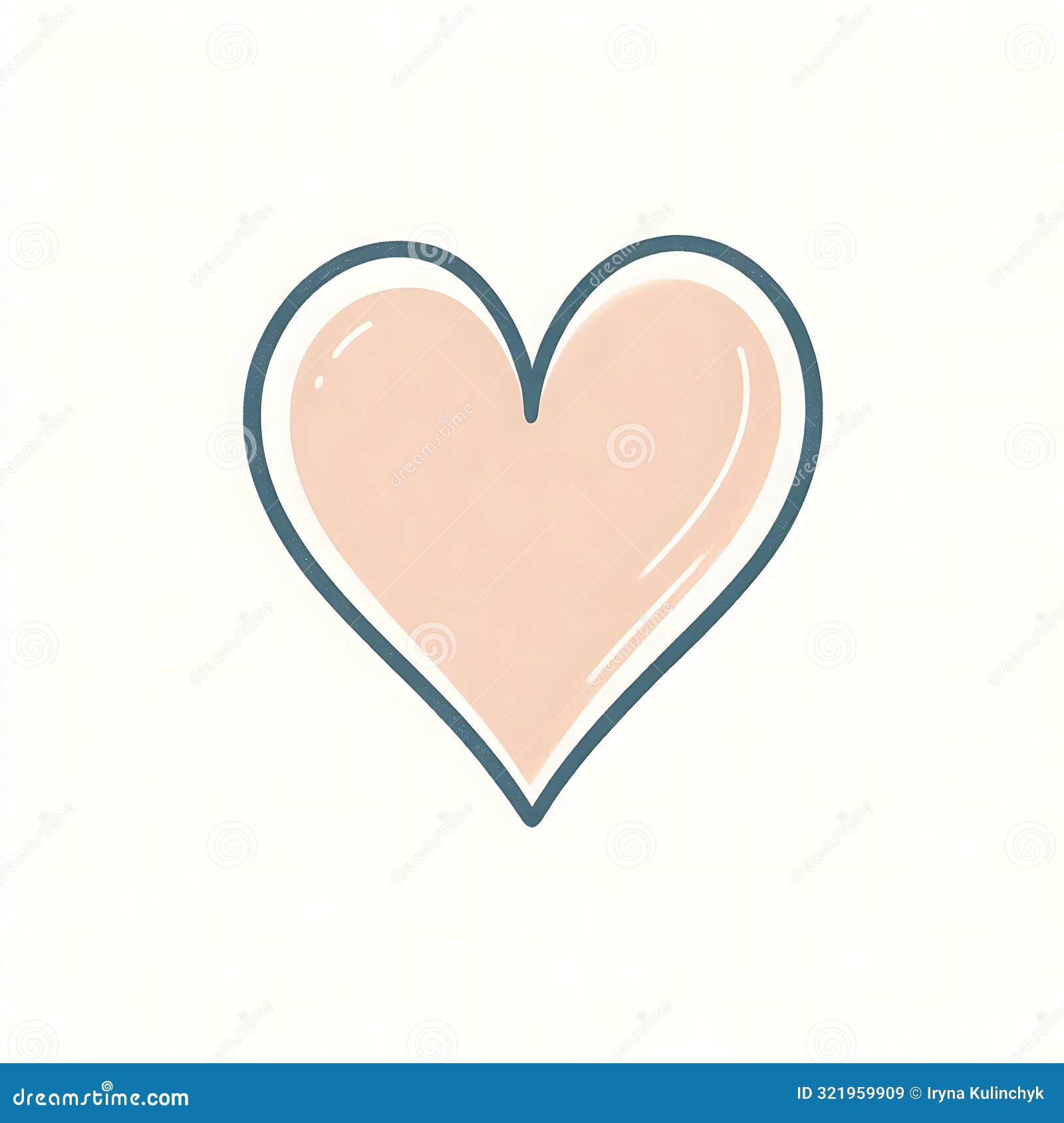 A Simple Linear Heart Image in Minimalist Style, Isolated on a White ...