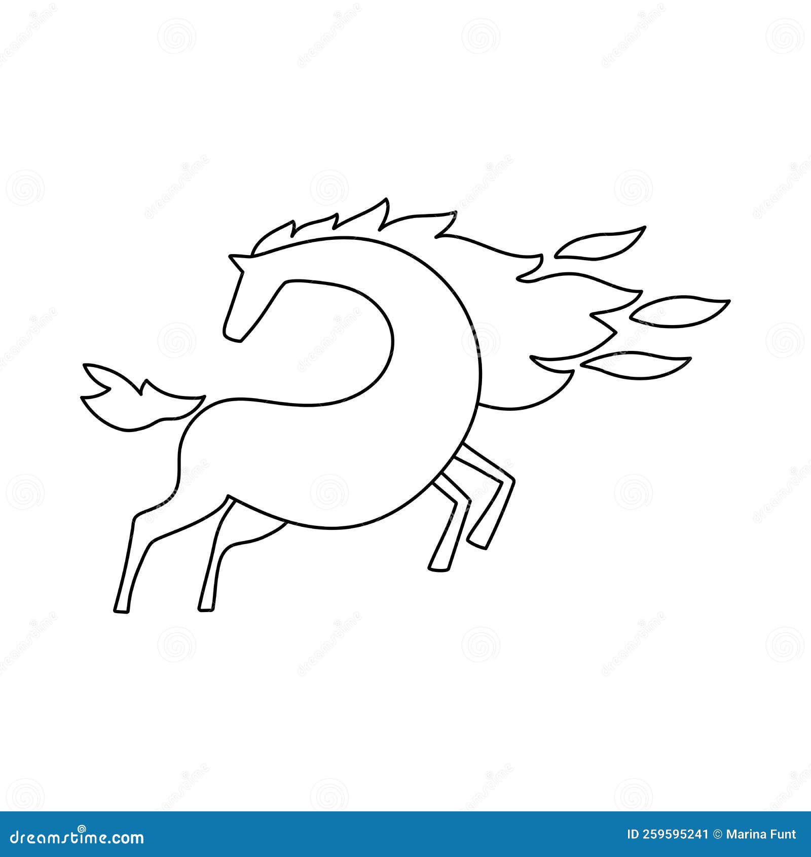 Simple Linear Horse Icon. Folk Mare Stock Vector - Illustration of ...