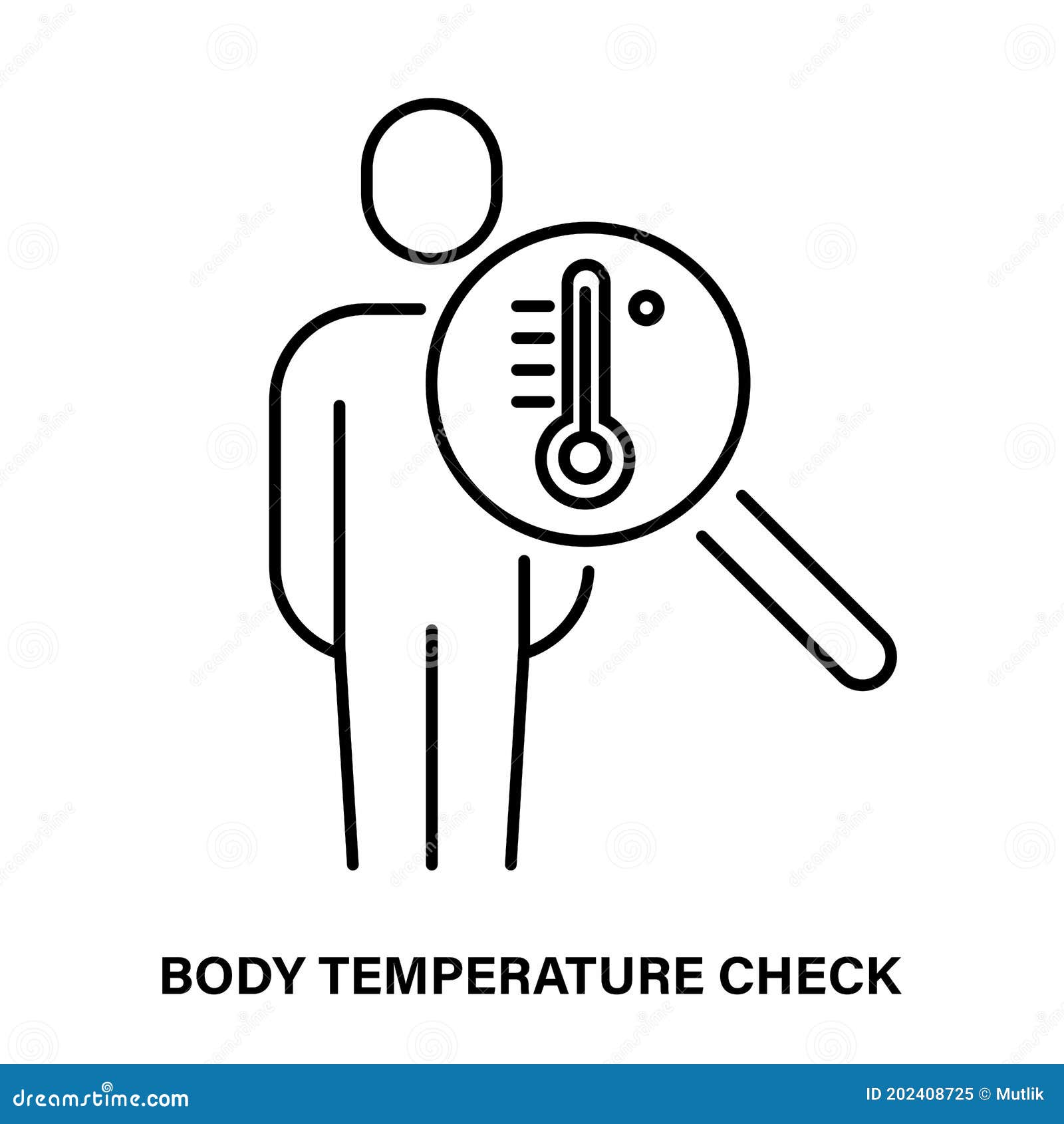 Simple Linear Icon for Checking Body Temperature Stock Vector ...