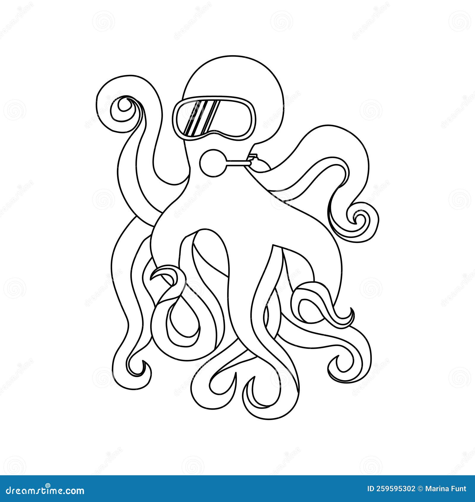 Simple Linear Icon of Octopus with Diving Equipment Stock Vector ...