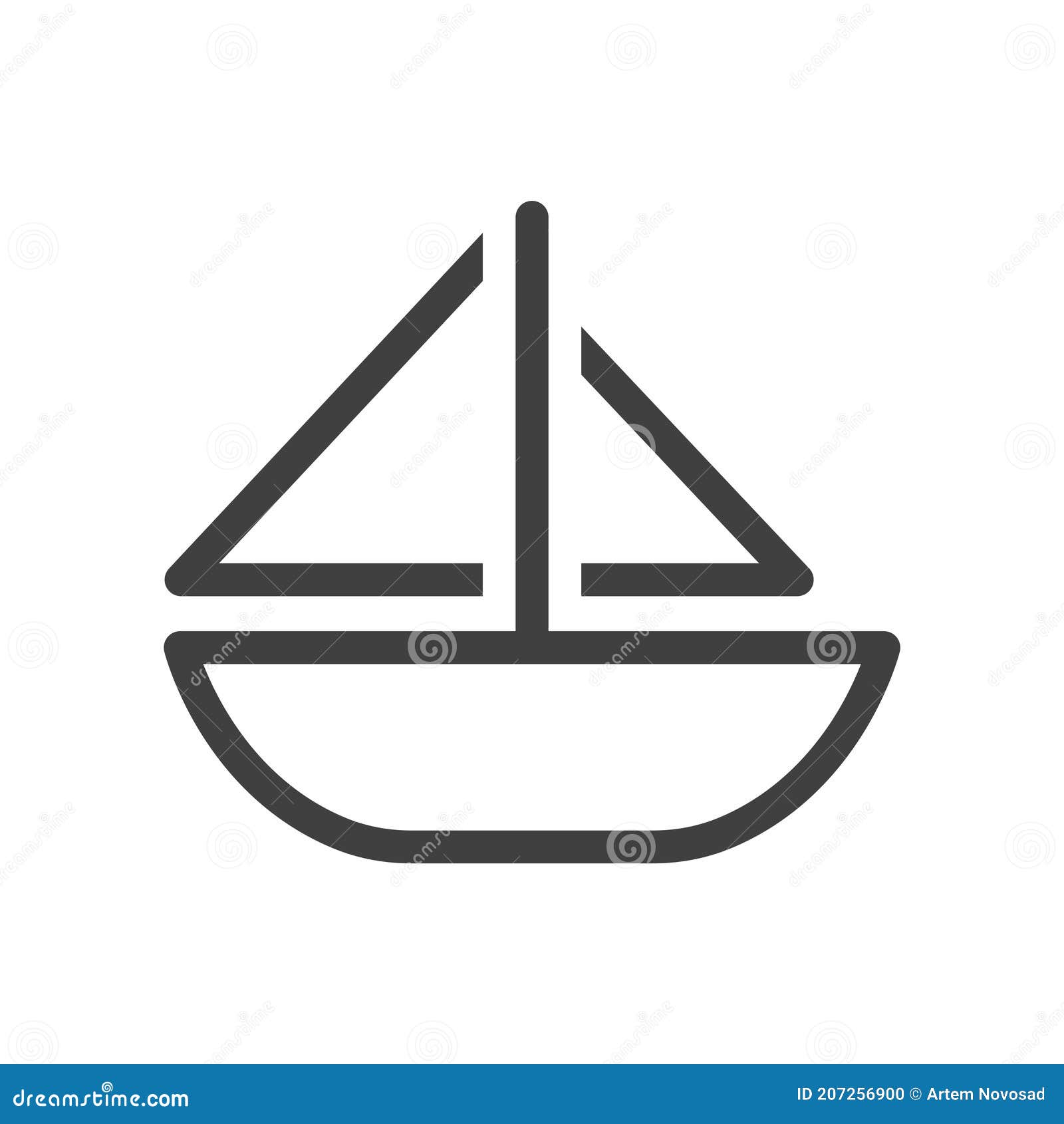Simple Linear Icon of Sailing Ship. Isolated Vector on White Background ...