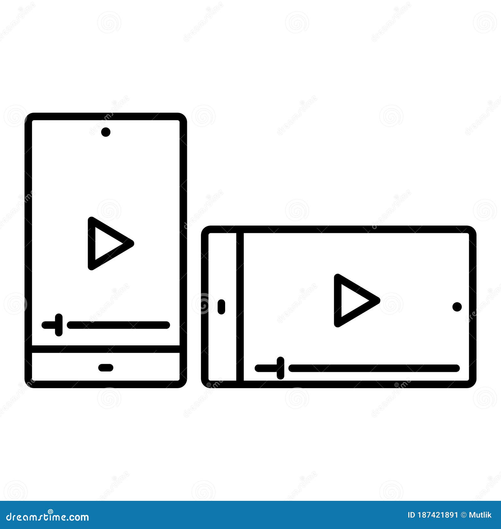 Simple Linear Icon of a Smartphone Playing Video. Stock Vector ...