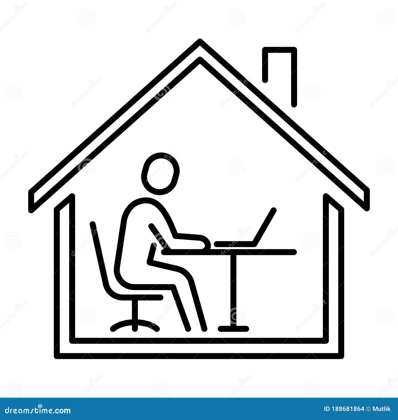 Simple Linear Icon for Work from Home or Remote Work. Stock Vector ...