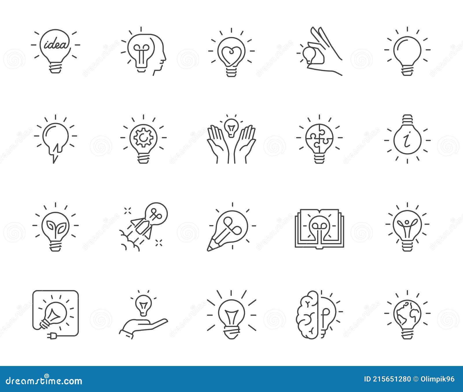 Simple Linear Icons Symbolizing Ideas Stock Vector - Illustration of ...