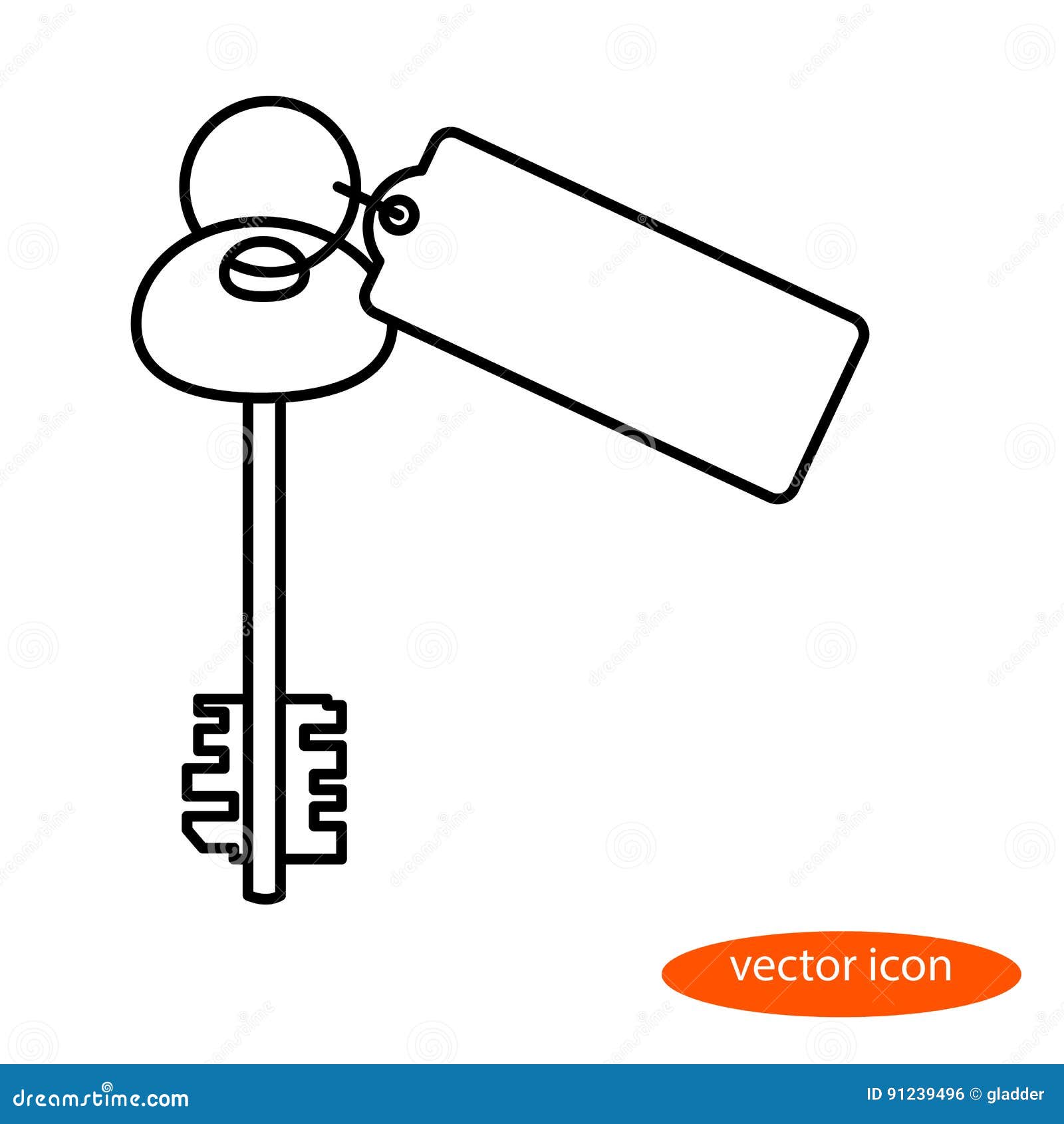 Simple Linear Image of a Large Key from an Apartment with a Key Fob, a ...