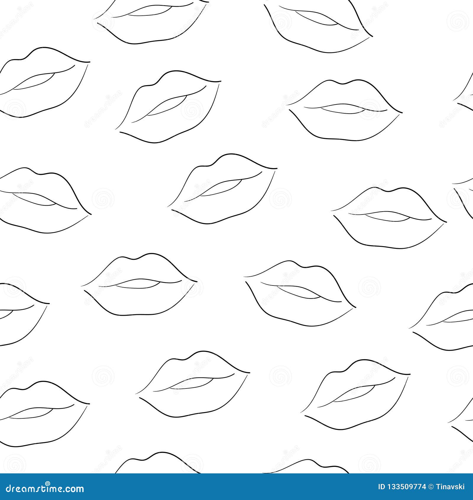 Simple Linear Lips Conture Seamless Pattern Stock Illustration ...