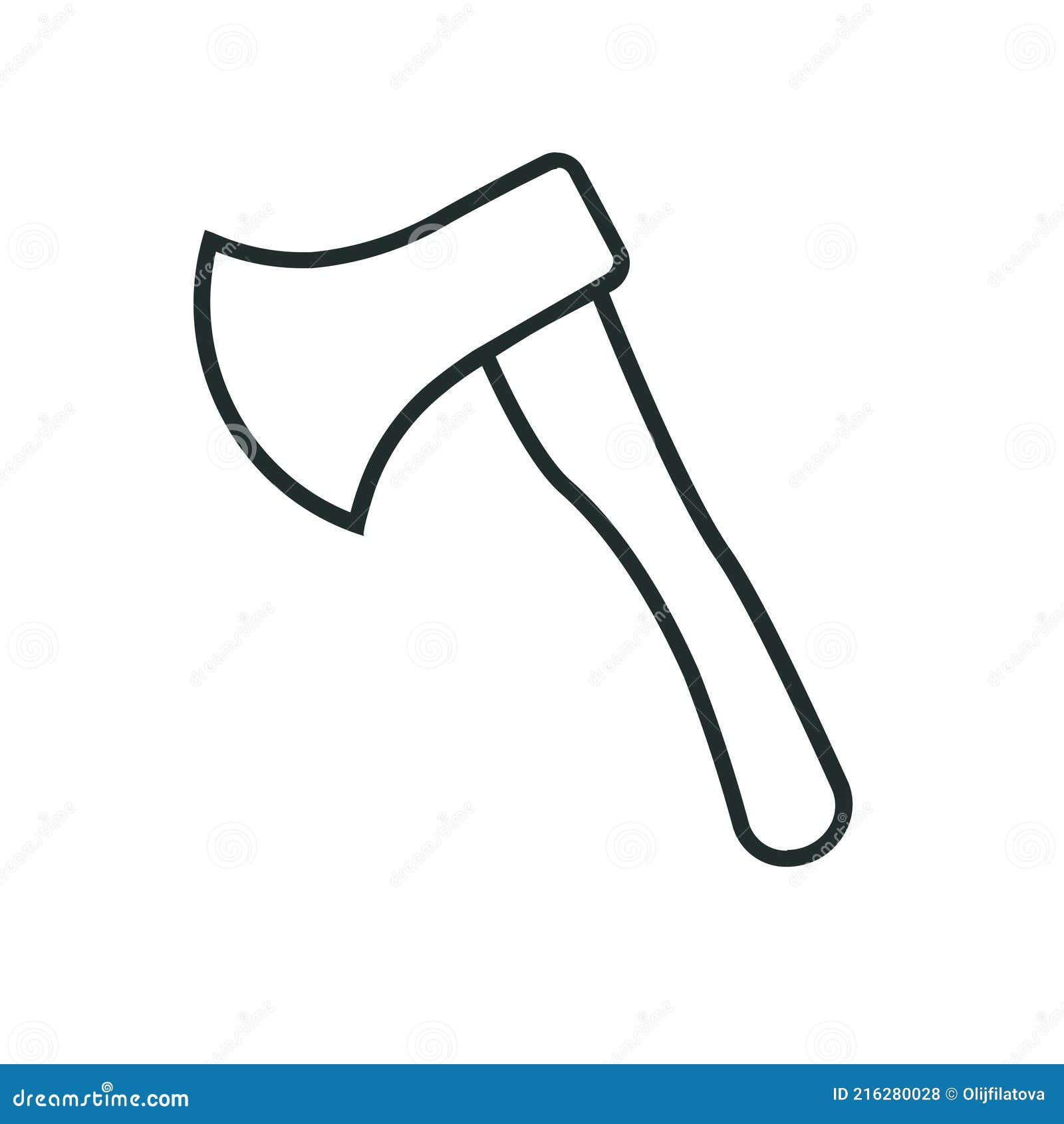 Simple Linear Vector Image Drawing Icon Ax Construction Tool Isolated ...