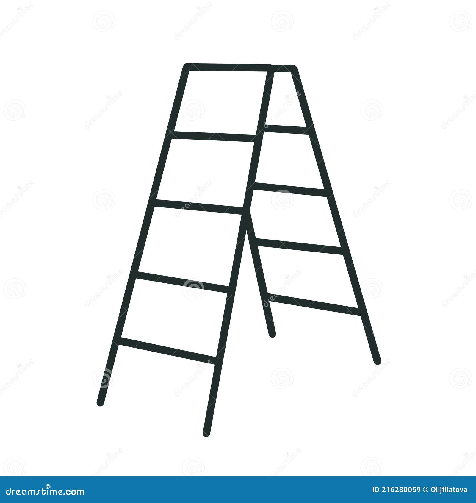 Simple Linear Image Drawing Icon Stepladder Ladder Isolated Black on ...