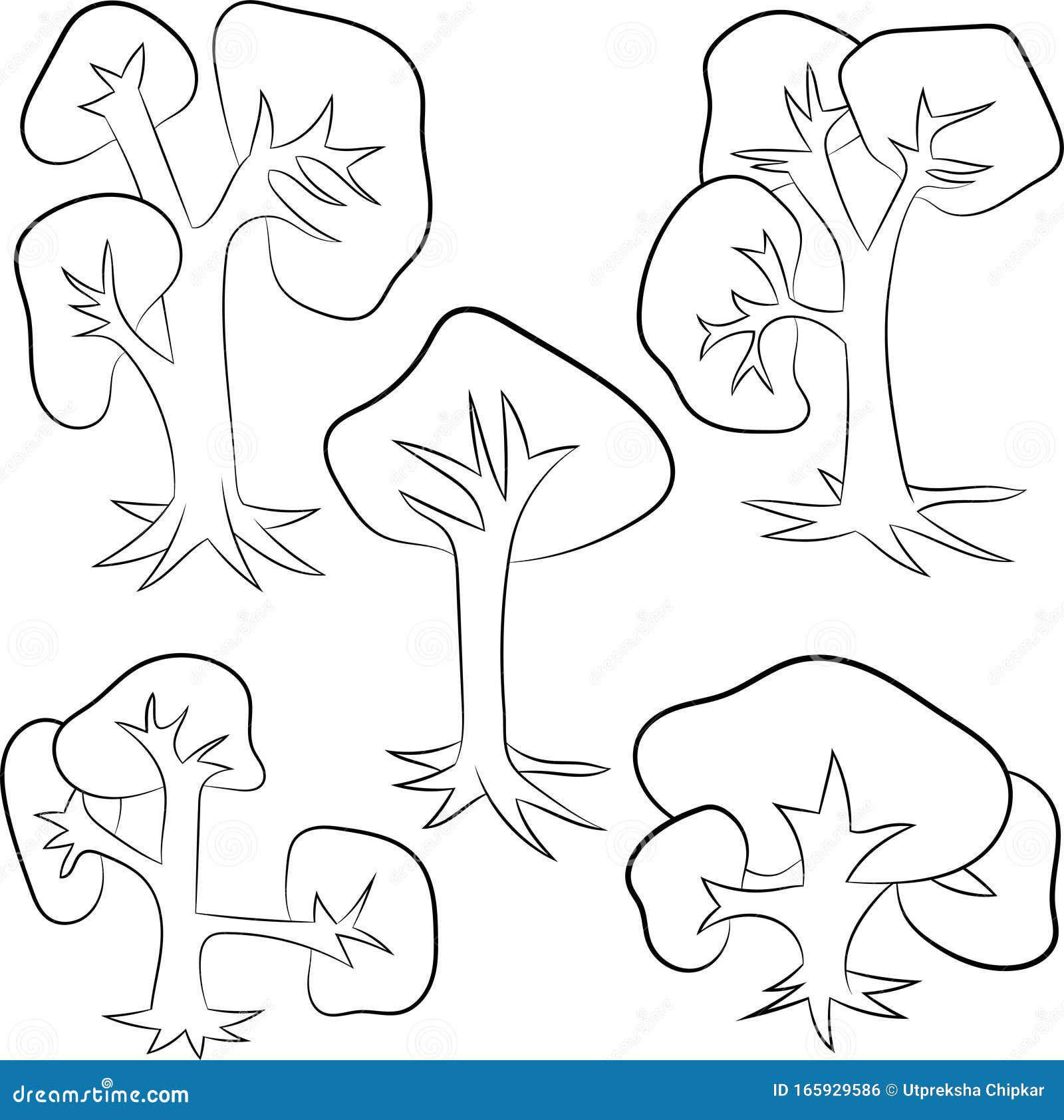 Simple linear vector trees stock vector. Illustration of hand - 165929586