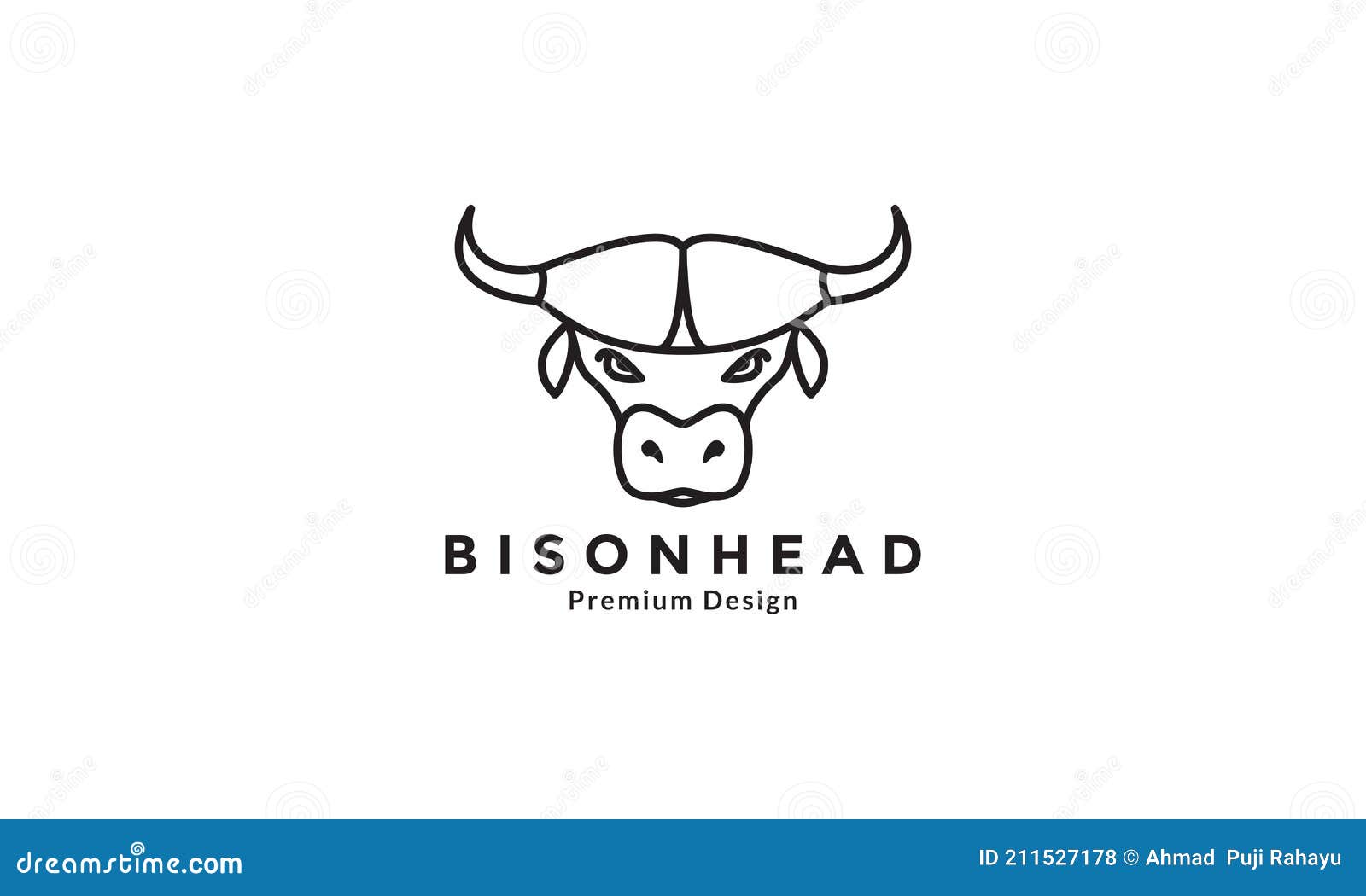Simple Lines Bison Head Logo Design Vector Icon Symbol Illustration ...