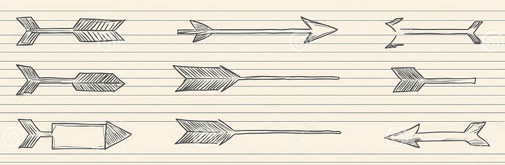 Simple Lines Hand Drawn Black Arrows in Different Styles. Simple Lines ...