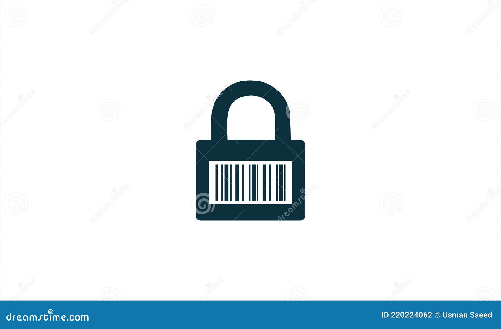 Simple Lock with Barcode Logo Design Illustration Stock Vector ...