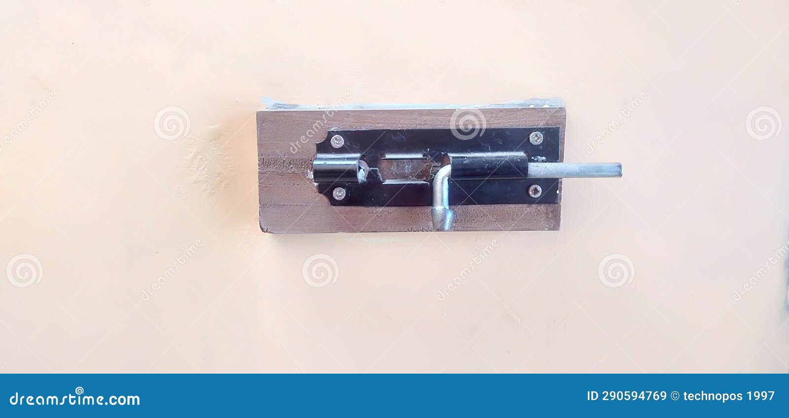 A Simple Lock for Sliding Door Stock Image - Image of plate, nailed ...