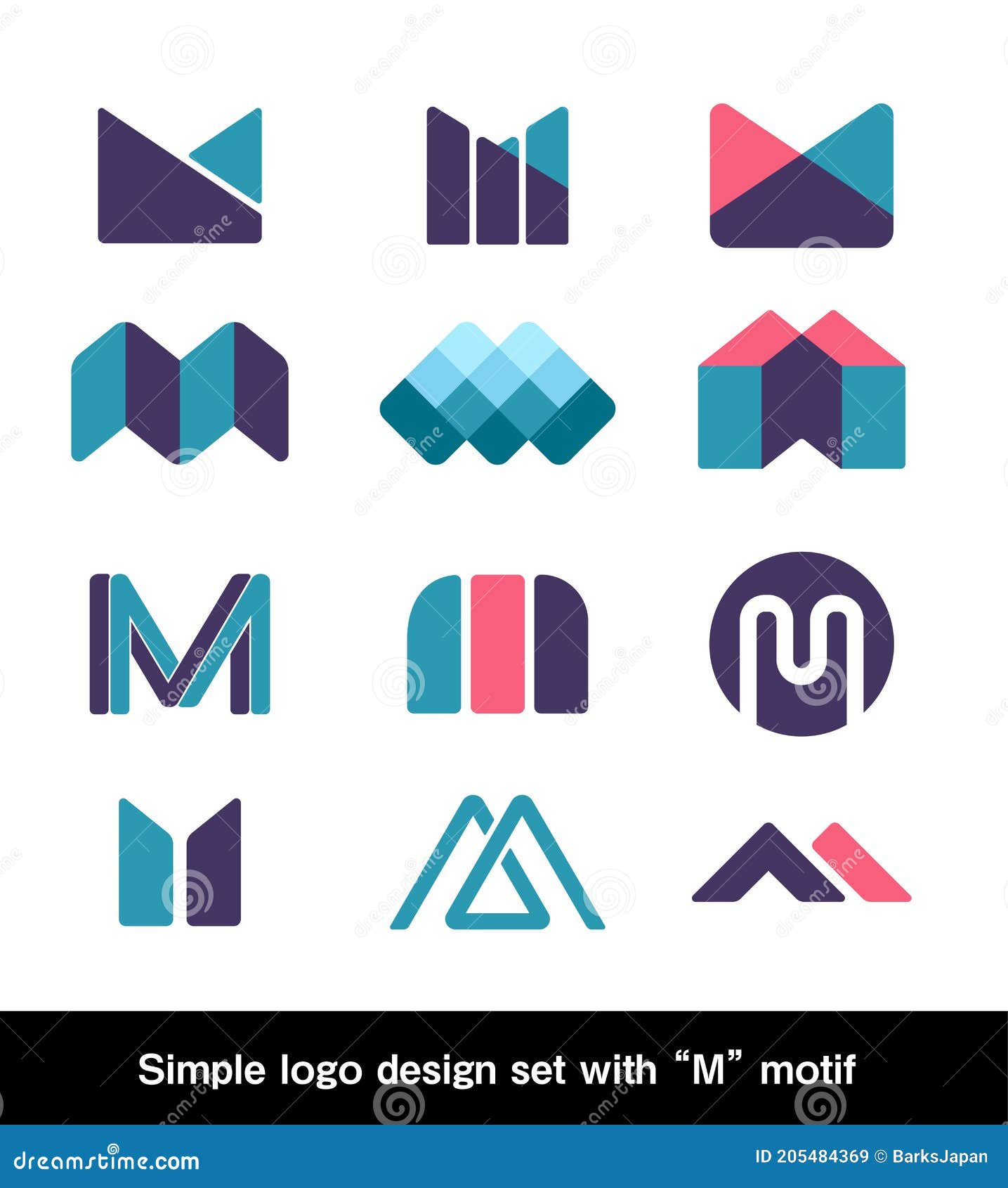 Simple Logo Design Set with M Motif. Vector Illustration Stock Vector ...