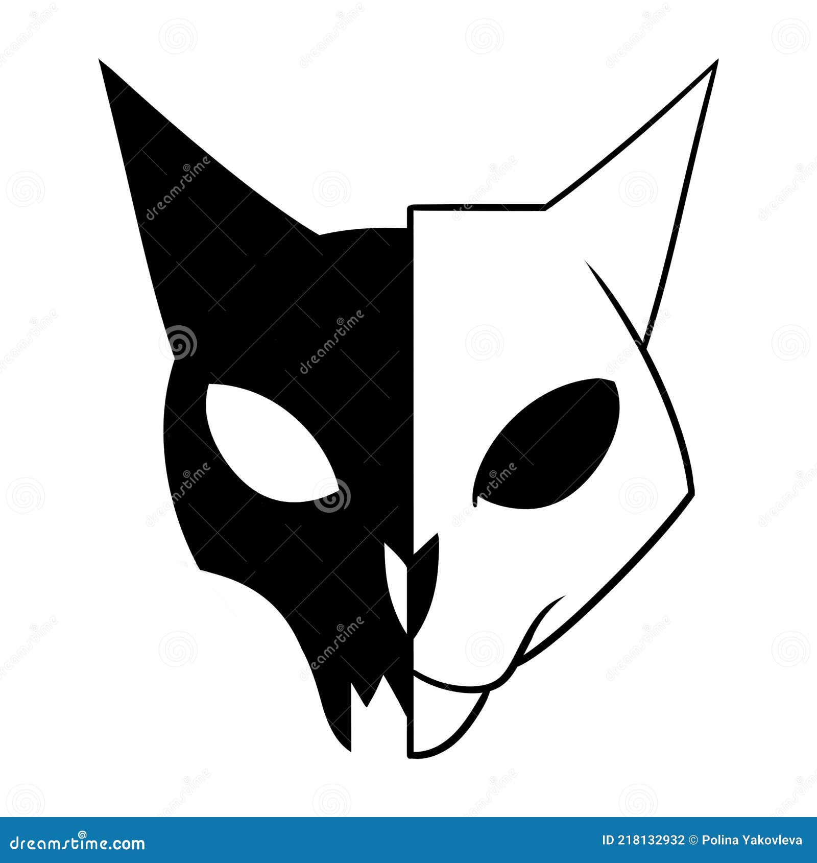 Schrodinger`s Cat. Half Alive Half Dead Pet Vector Illustration ...