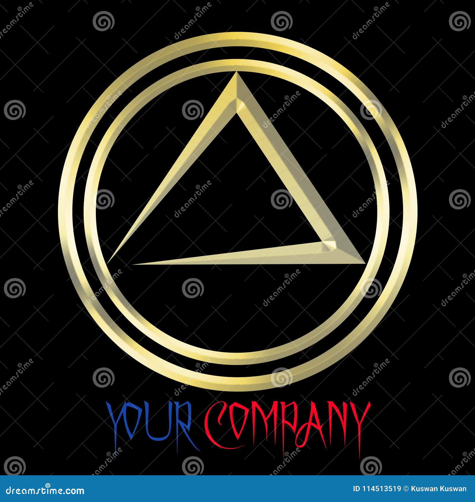 Simple Logo Two Circle Gold and Triangle Sharp Stock Illustration ...