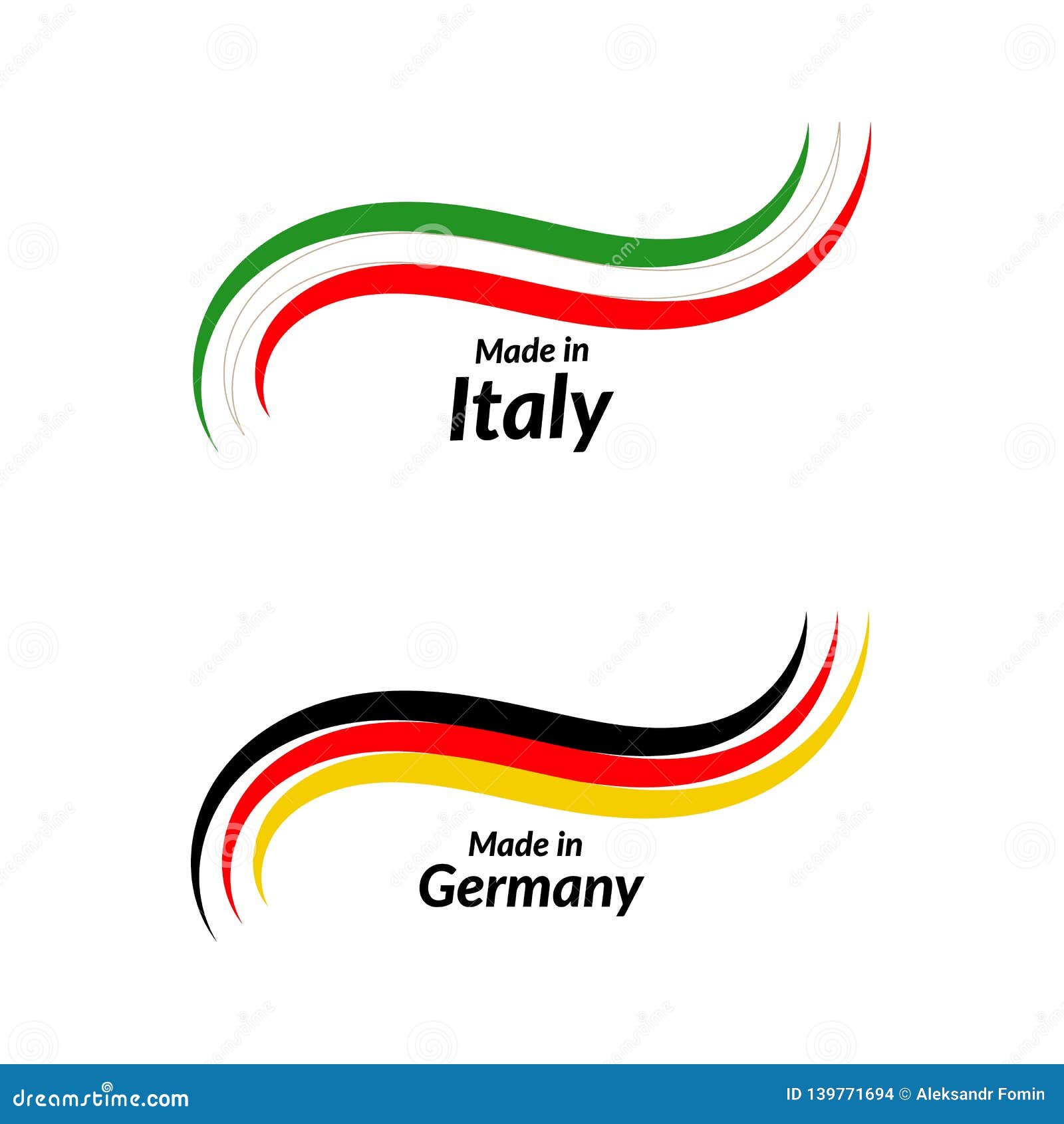 Simple Logos Made In Italy, Made In Germany Vector Logos With Italian ...