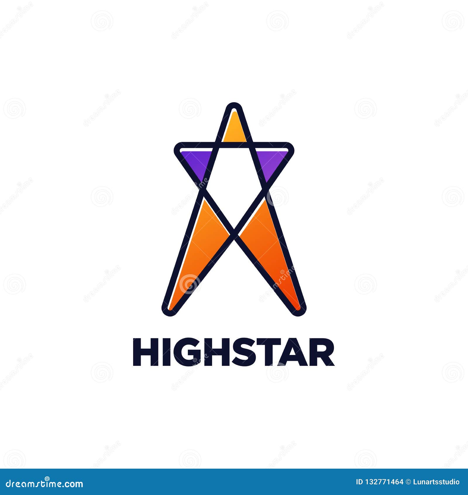 Simple Long High Star Logotype with Top Arrow Stock Vector ...