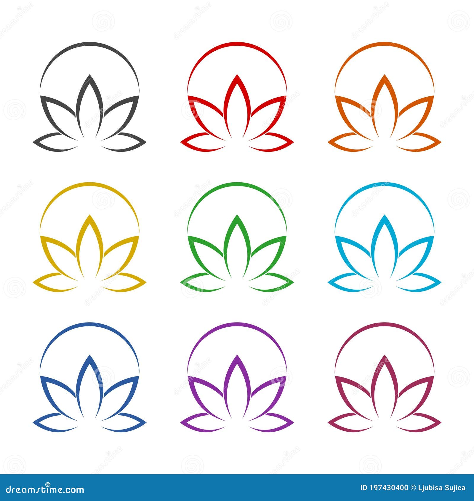 Simple Lotus Flower Line Drawing Outline Isolated In White Background ...