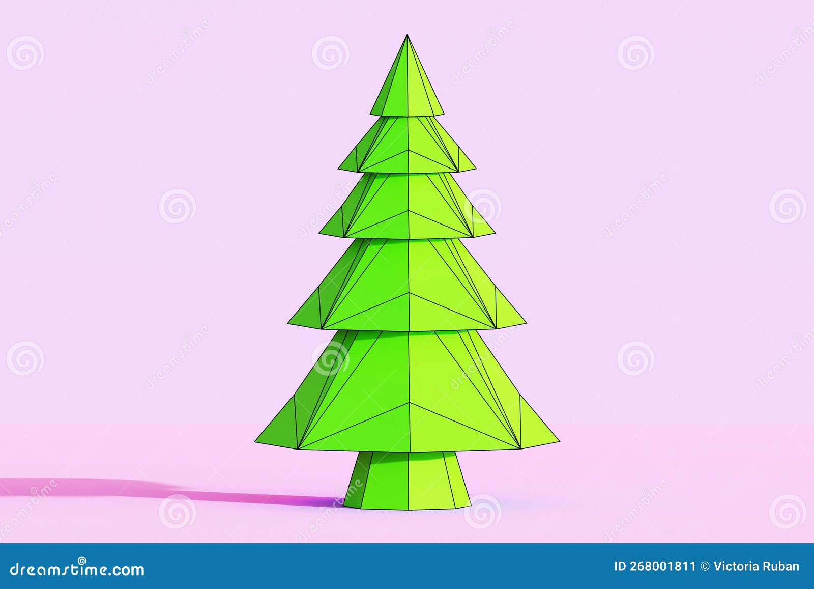 Simple Low Poly Christmas Tree Stock Illustration - Illustration of ...