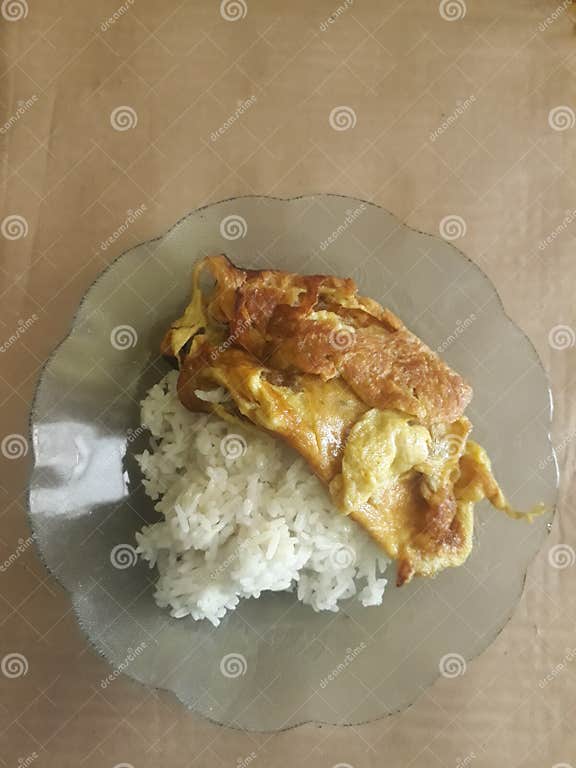 Simple Lunch with White Rice and Egg Stock Image - Image of lunch ...