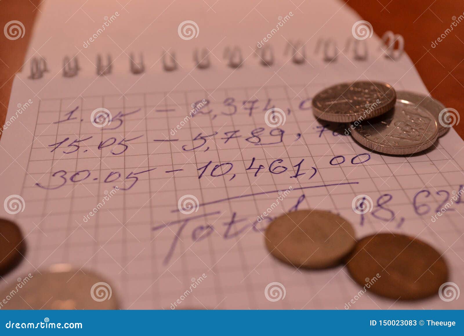 Magic of Digits. Written Ones and Money. Stock Image - Image of ...